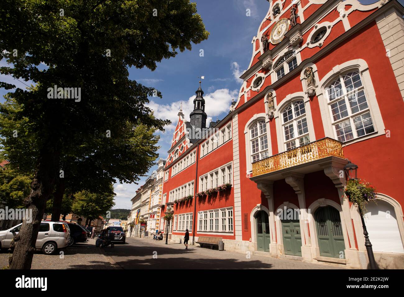 The Rathaus (town hall) on the market square in the center of Arnstadt ...