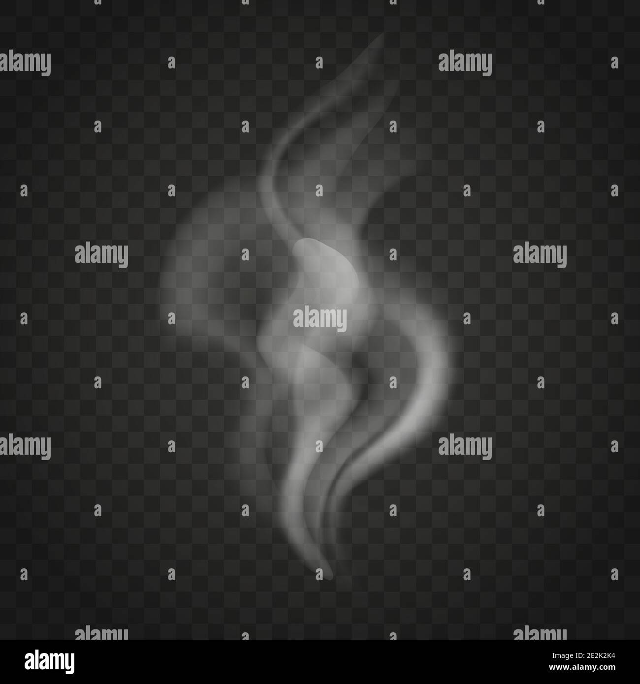 Transparent smoke or steam waves isolated on dark background. Trickles ...