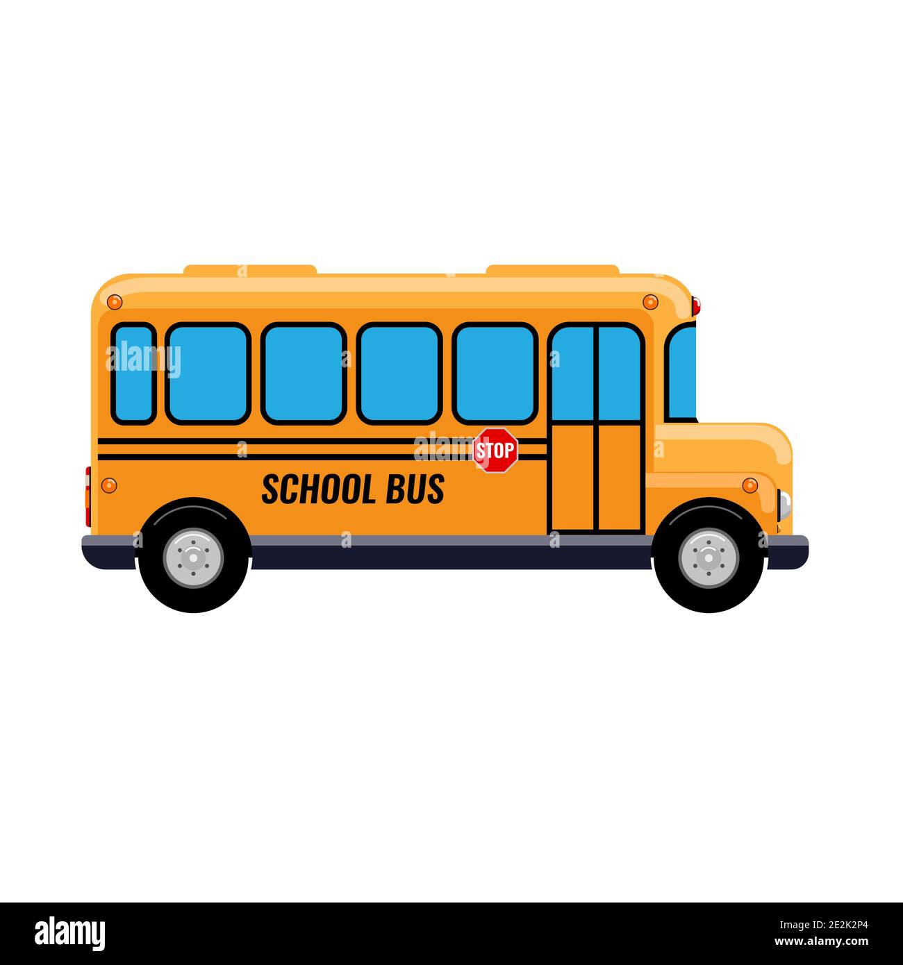 School bus with cartoon style. Flat and solid color vector illustration ...