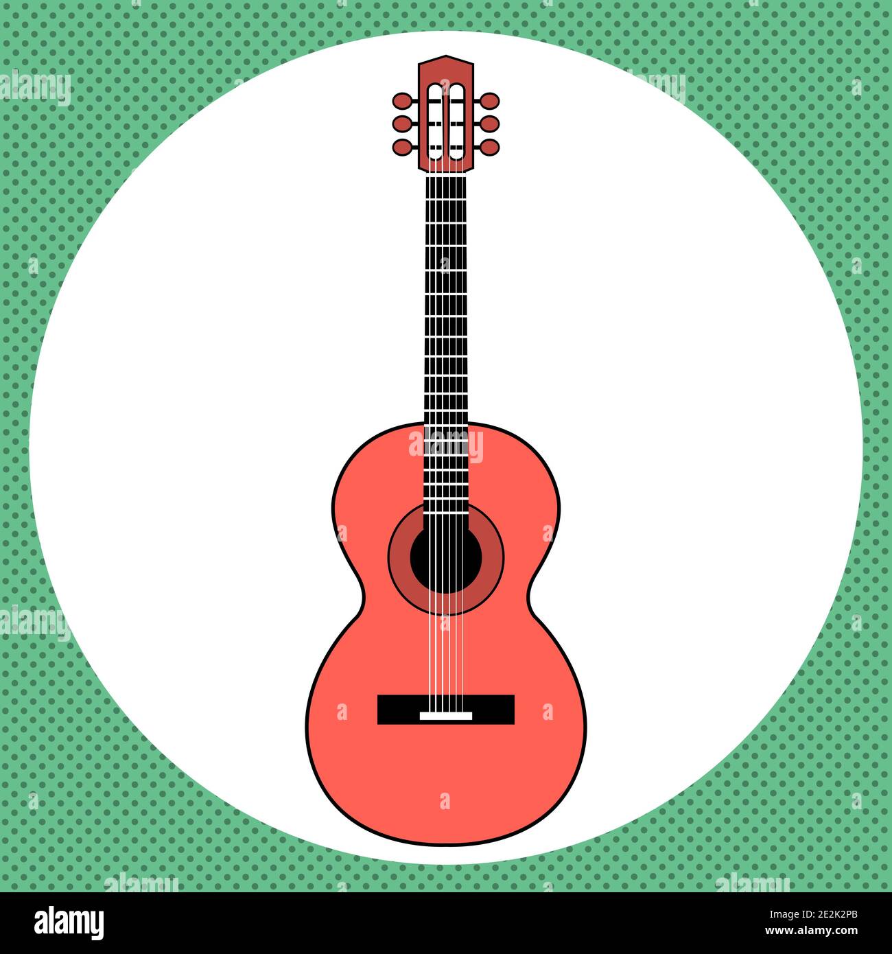 Classical red guitar. Stringed musical instrument. Vector isolated ...