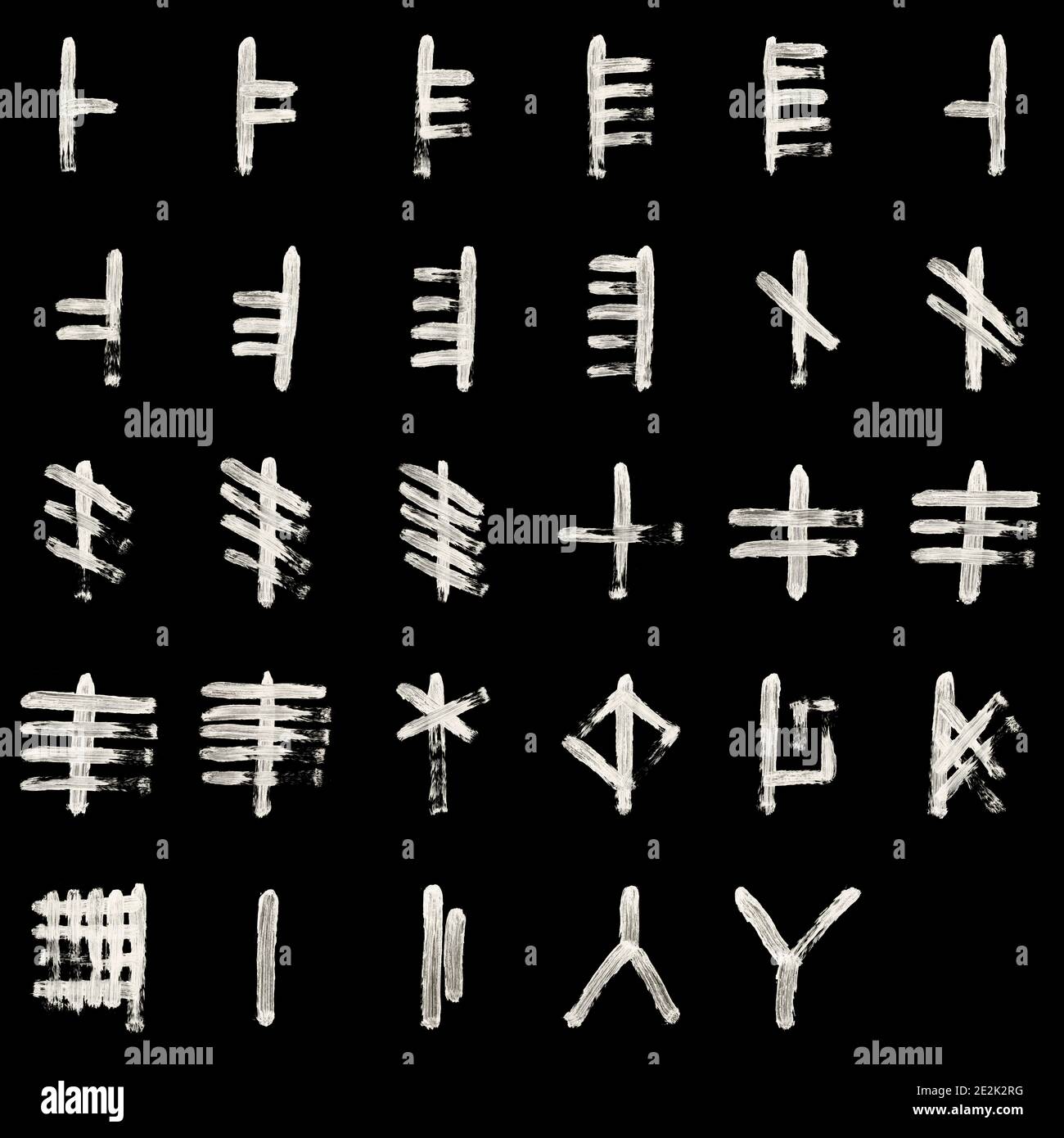 Ogham Rune Set Complete Inverted Stock Photo - Alamy