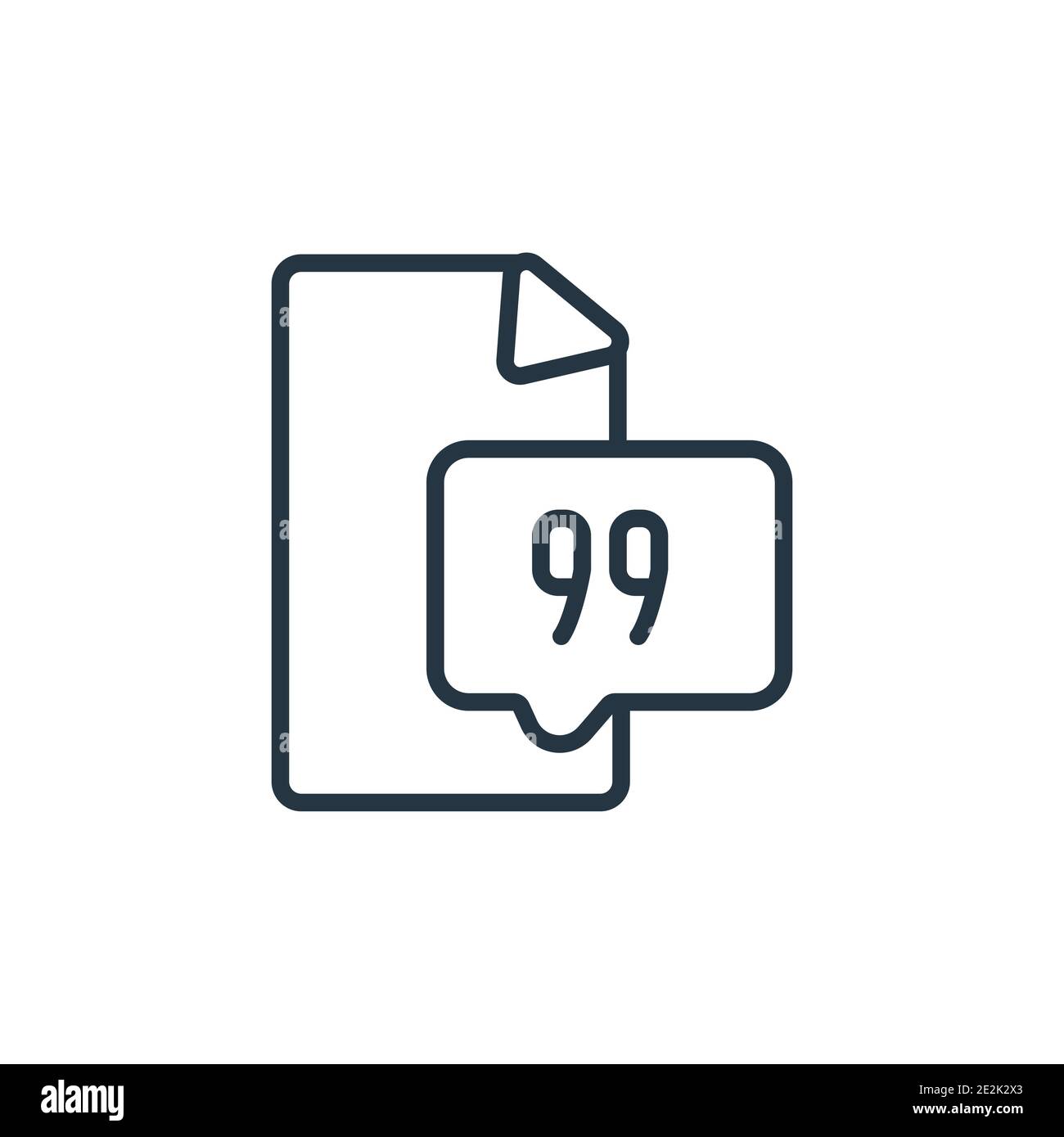 Quotation outline vector icon. Thin line black quotation icon, flat ...