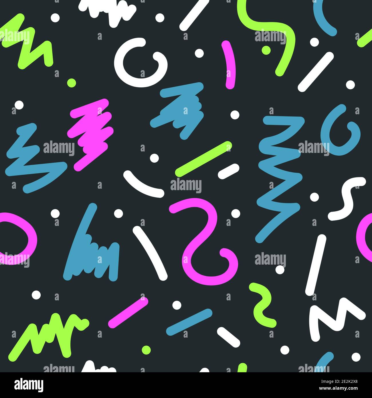 Funky seamless doodle hand drawn memphis pattern. Background for ...