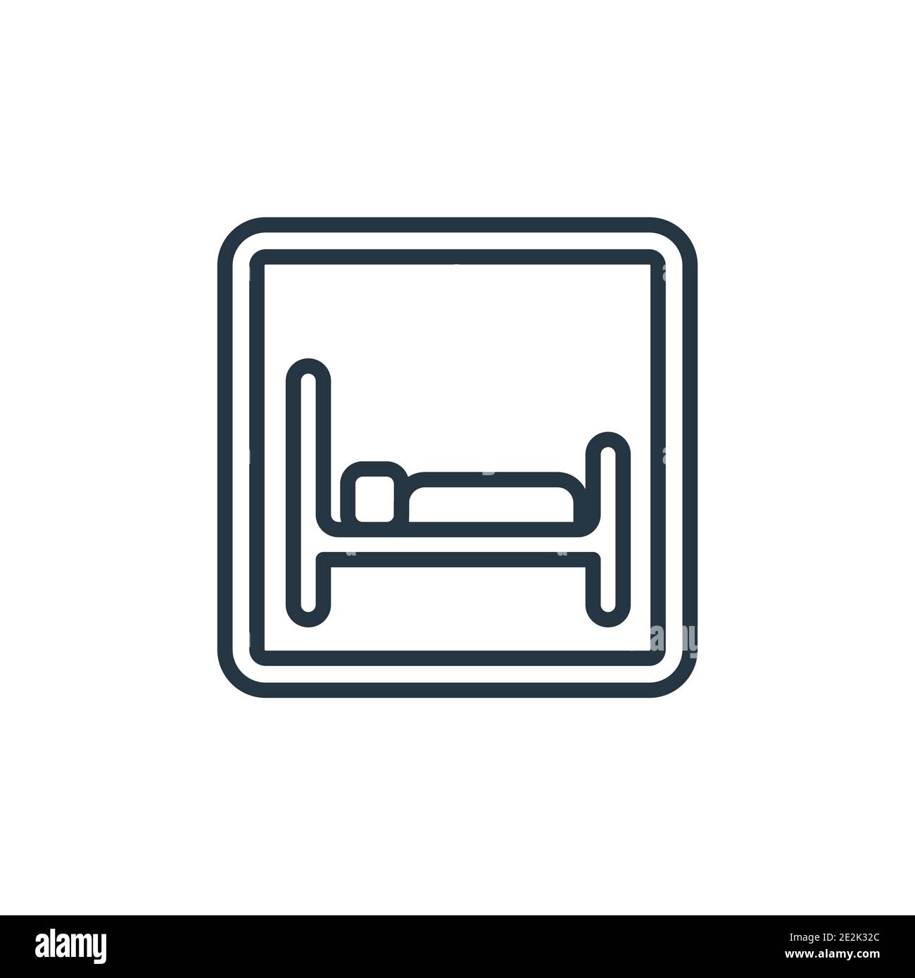 Bed sign outline vector icon. Thin line black bed sign icon, flat ...