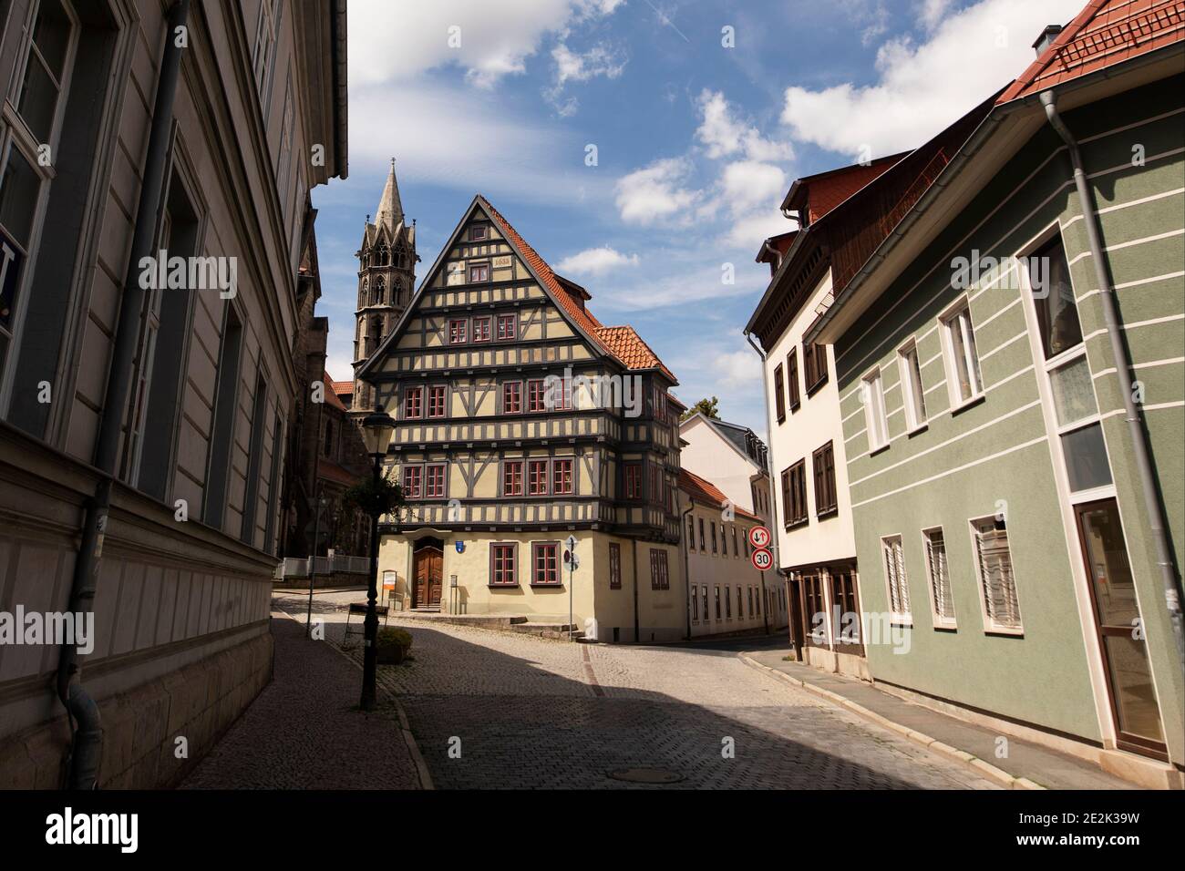 The old paper mill by the Liebfrauenkirche in the town of Arnstadt in ...