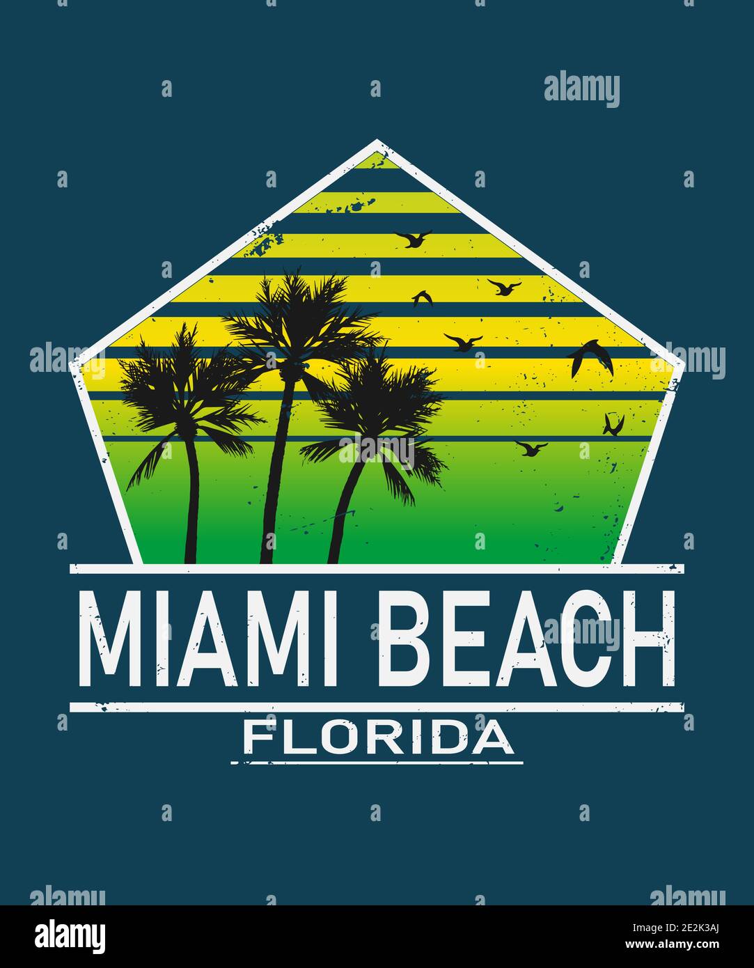 Miami beach Florida tee print with palm tree. T-shirt design, graphics ...