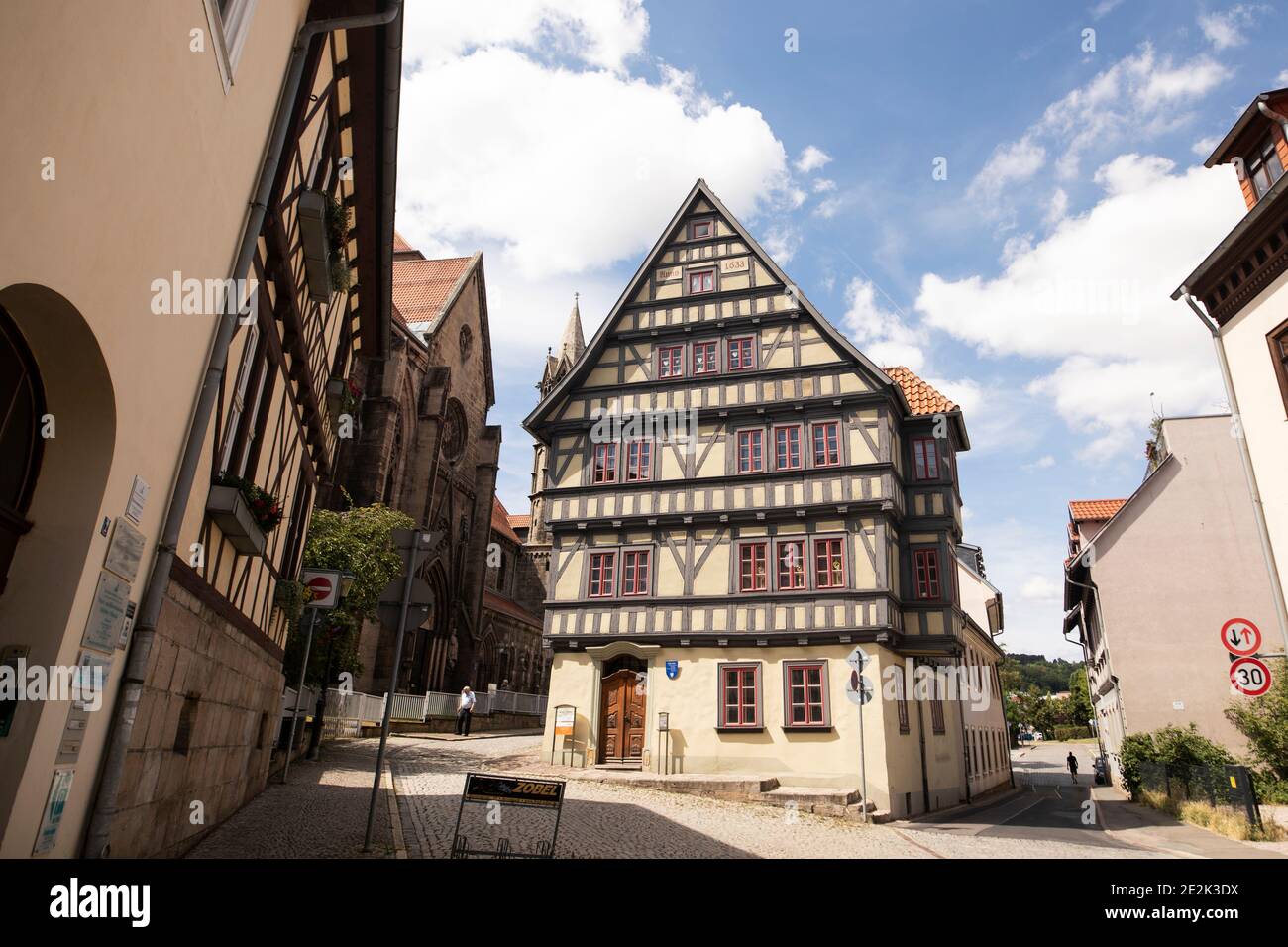 The old paper mill by the Liebfrauenkirche in the town of Arnstadt in ...