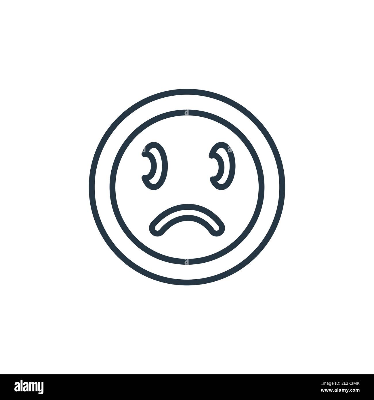 Sad face outline vector icon. Thin line black sad face icon, flat ...