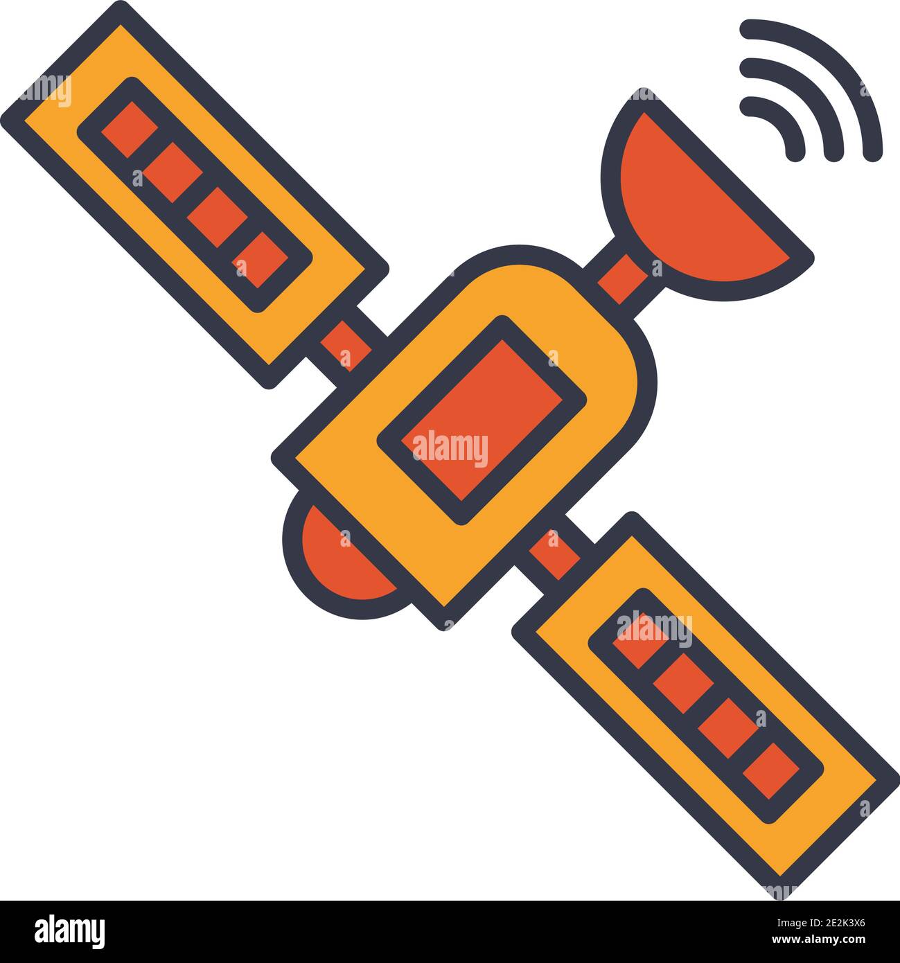 Satellite internet communication flat vector icon. Outer space ...