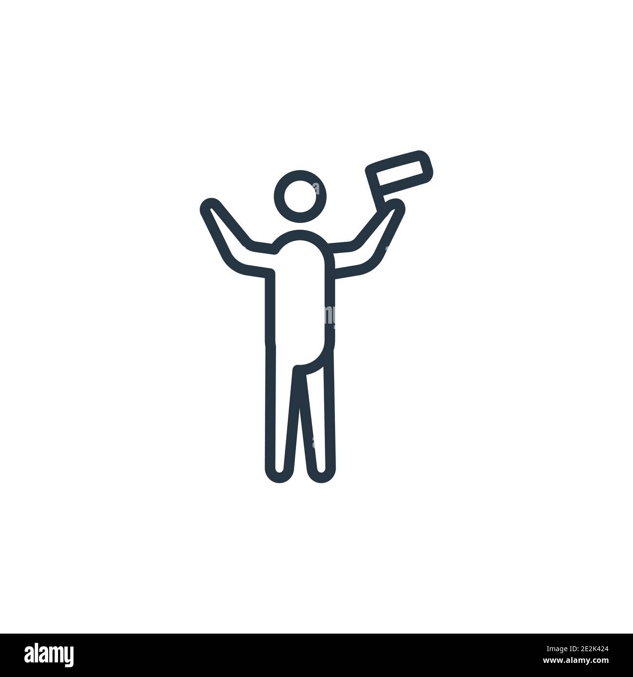 Accomplished human outline vector icon. Thin line black accomplished ...
