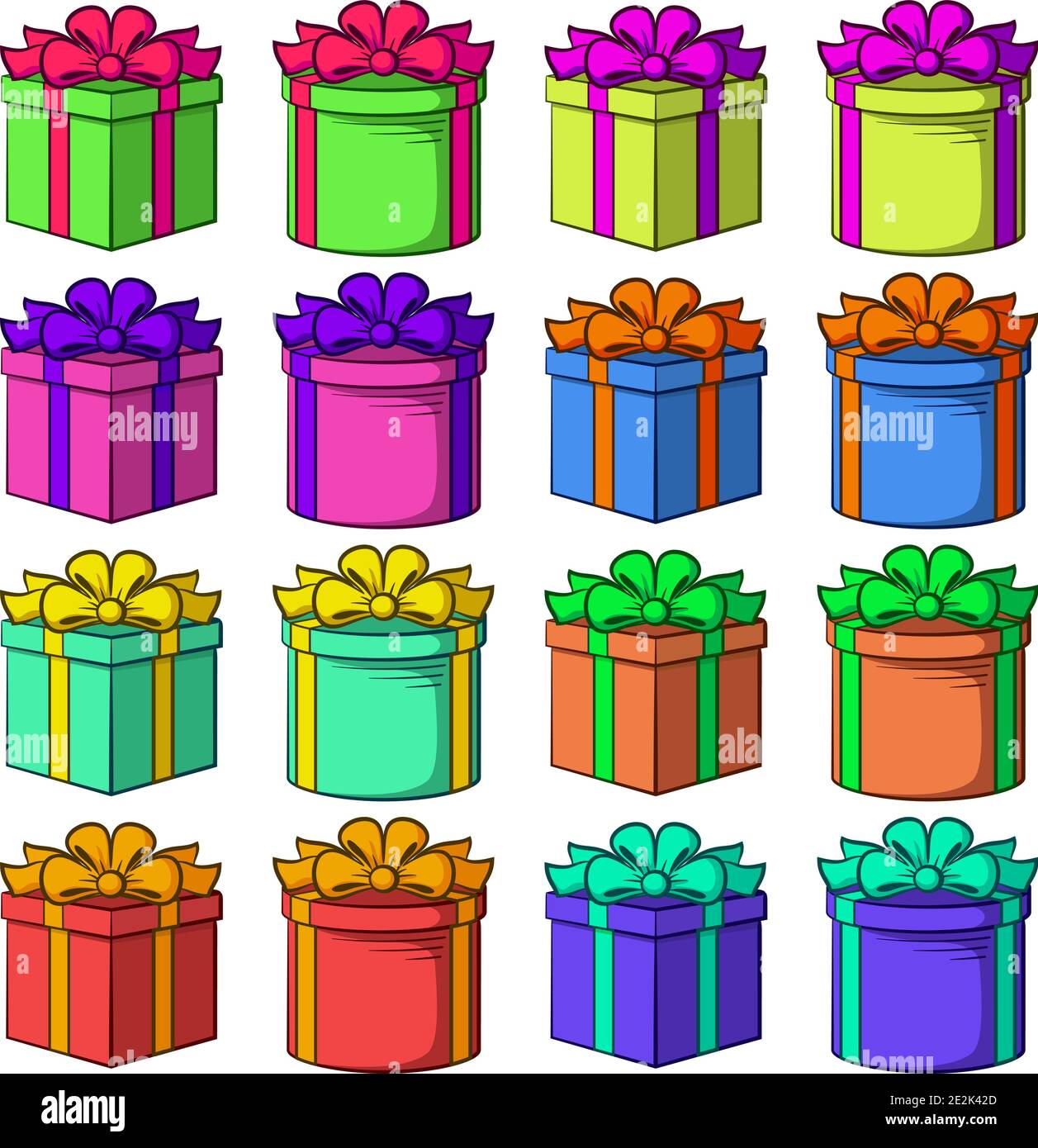 Pink gift box golden bow Stock Vector Images - Alamy