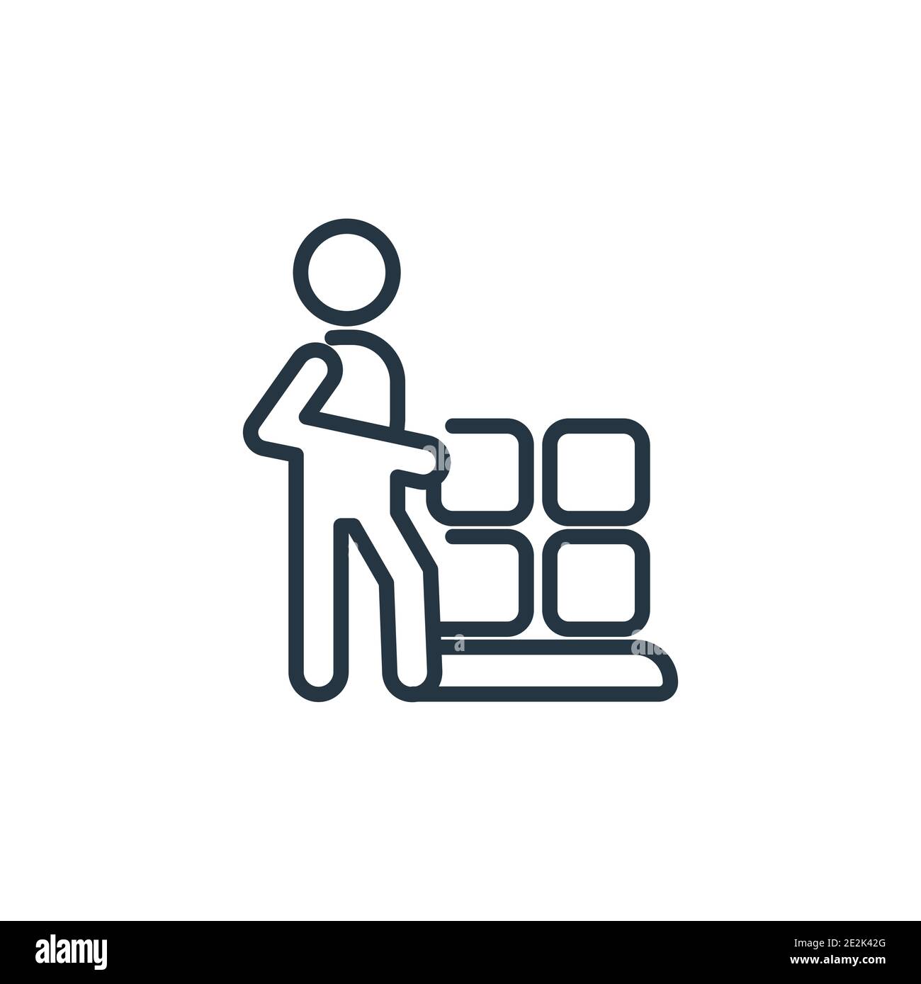 Storekeeper outline vector icon. Thin line black storekeeper icon, flat ...