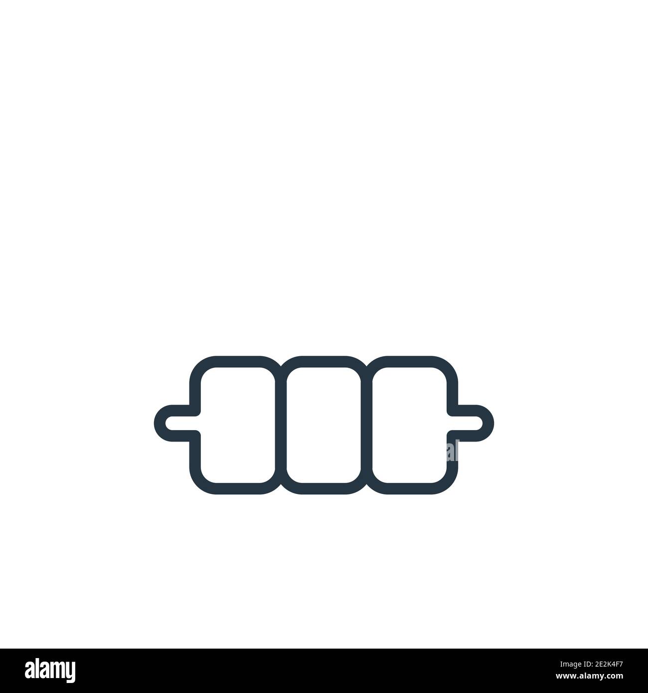 Triceps bar outline vector icon. Thin line black triceps bar icon, flat ...