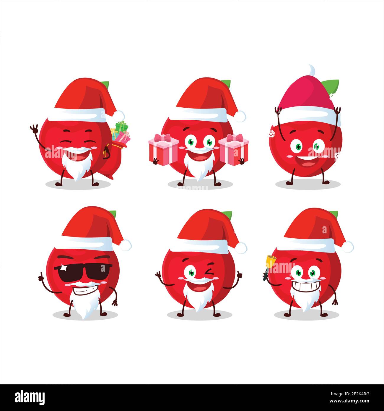 Santa Claus emoticons with cherry cartoon character. Vector ...