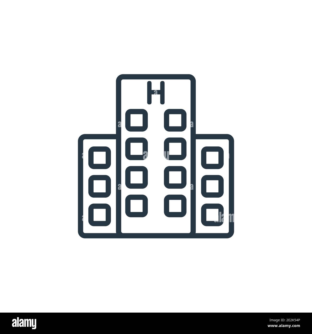 Hotel building outline vector icon. Thin line black hotel building icon ...