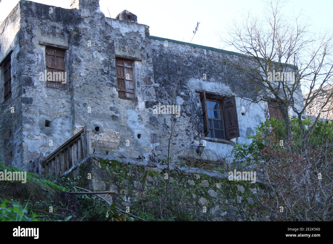 Balcony of a historical house in Ghost Town - Turkey Stock Photo - Alamy