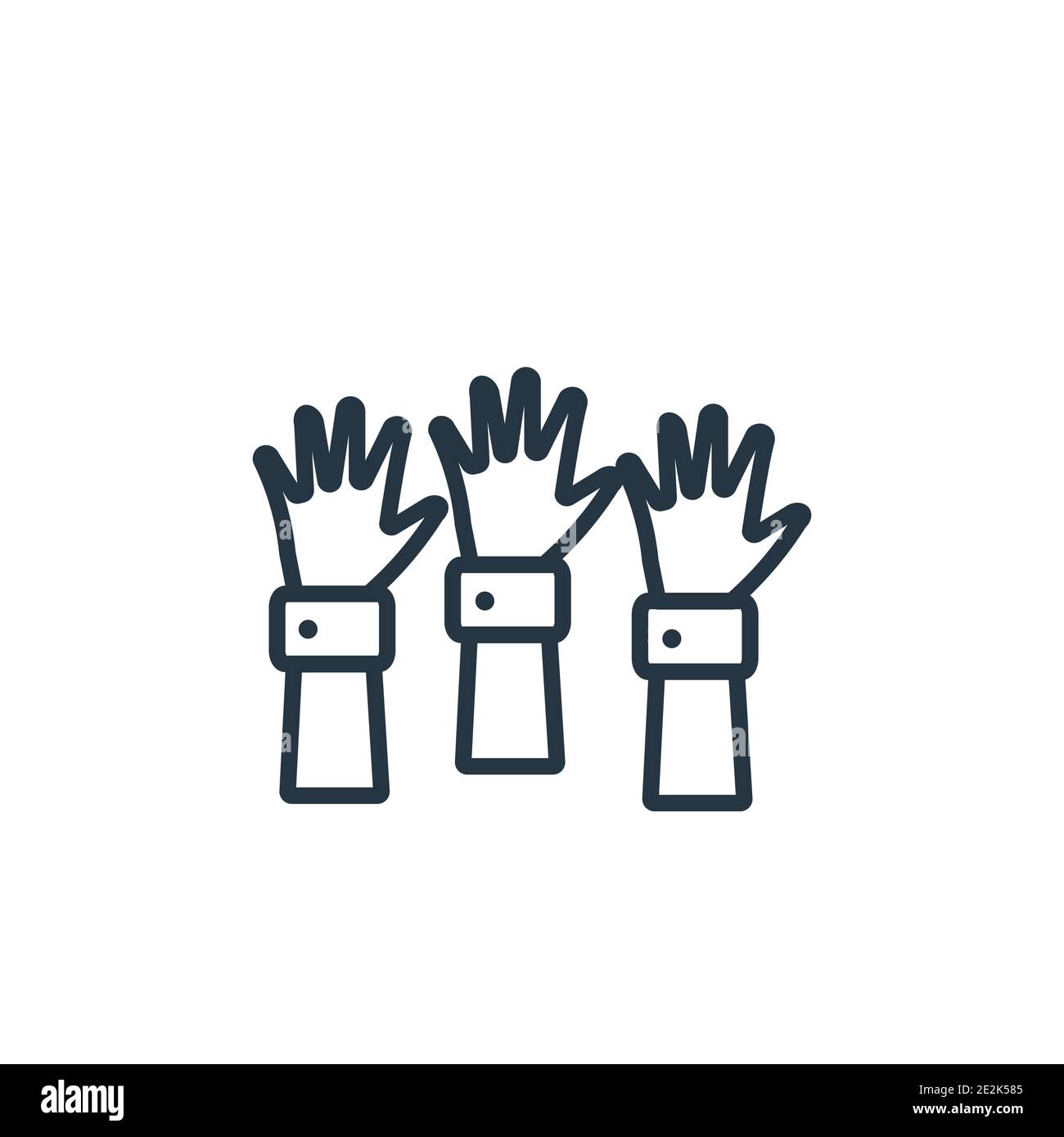 Hands up outline vector icon. Thin line black hands up icon, flat ...