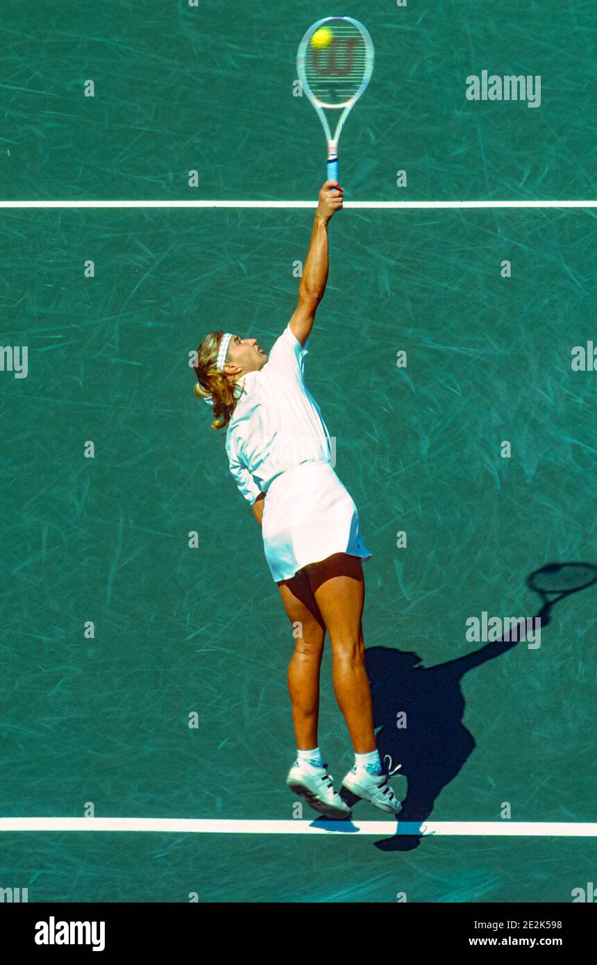 Steffi Graf (GER) competing at the 1994 US Open Tennis Championships ...