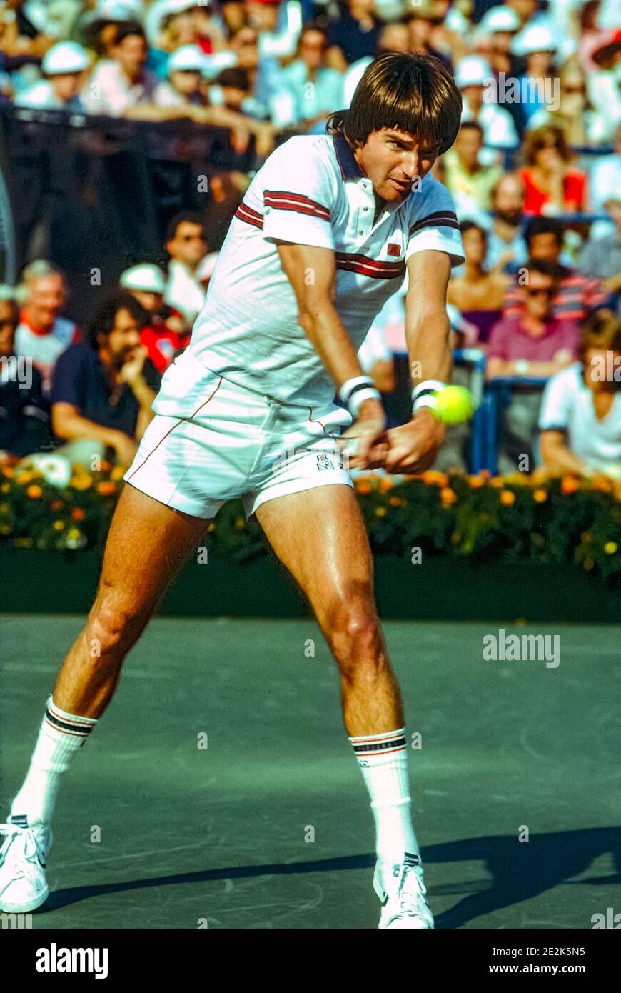 Jimmy Connors (USA) competing at the 1982 US Open Tennis Championships ...