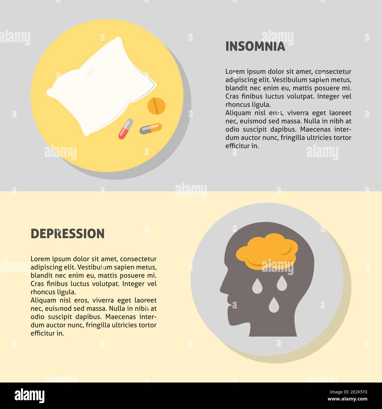 Depression and insomnia banner templates in flat style for web or ...