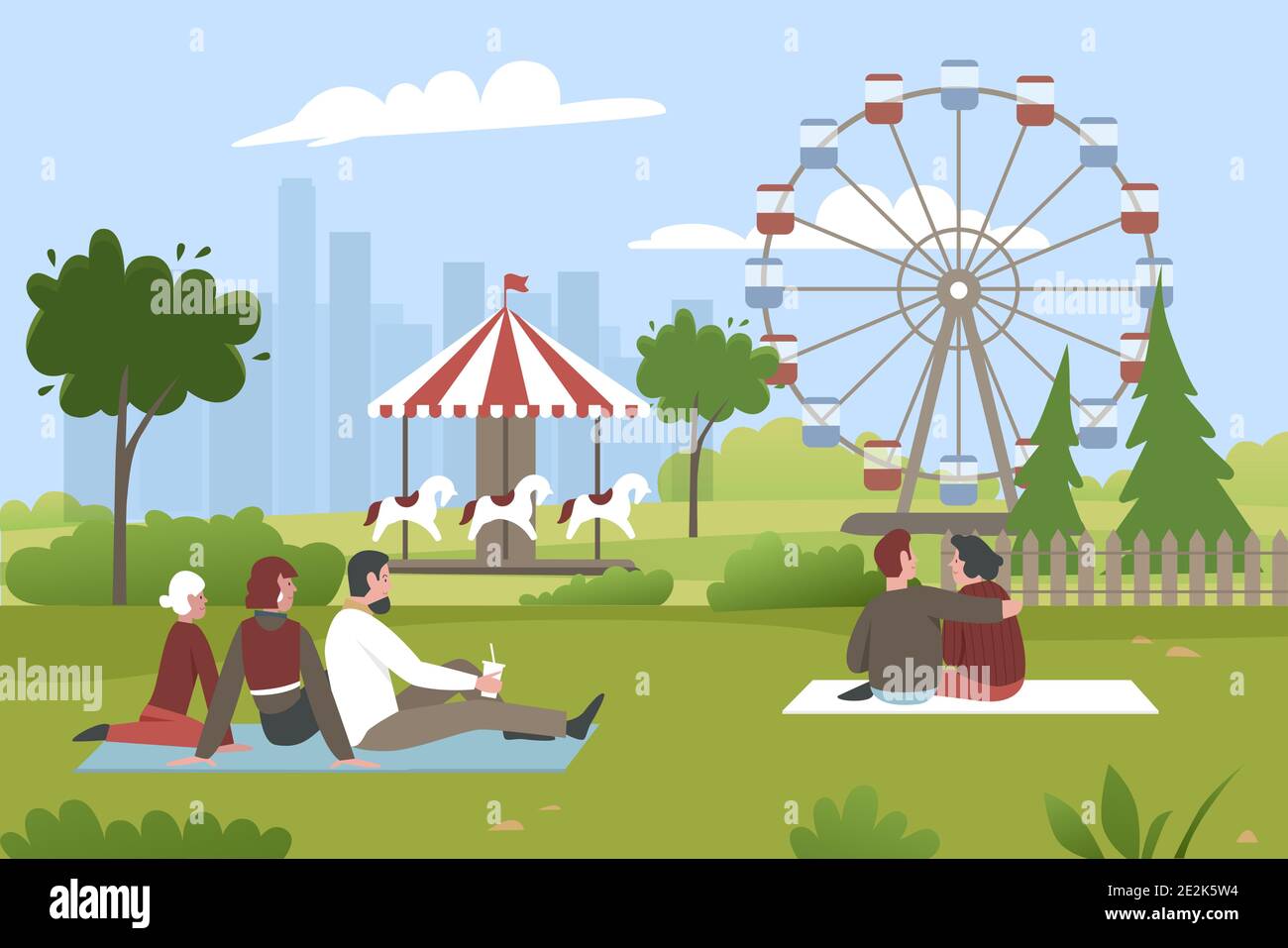 Children on playground roundabout Stock Vector Images - Alamy