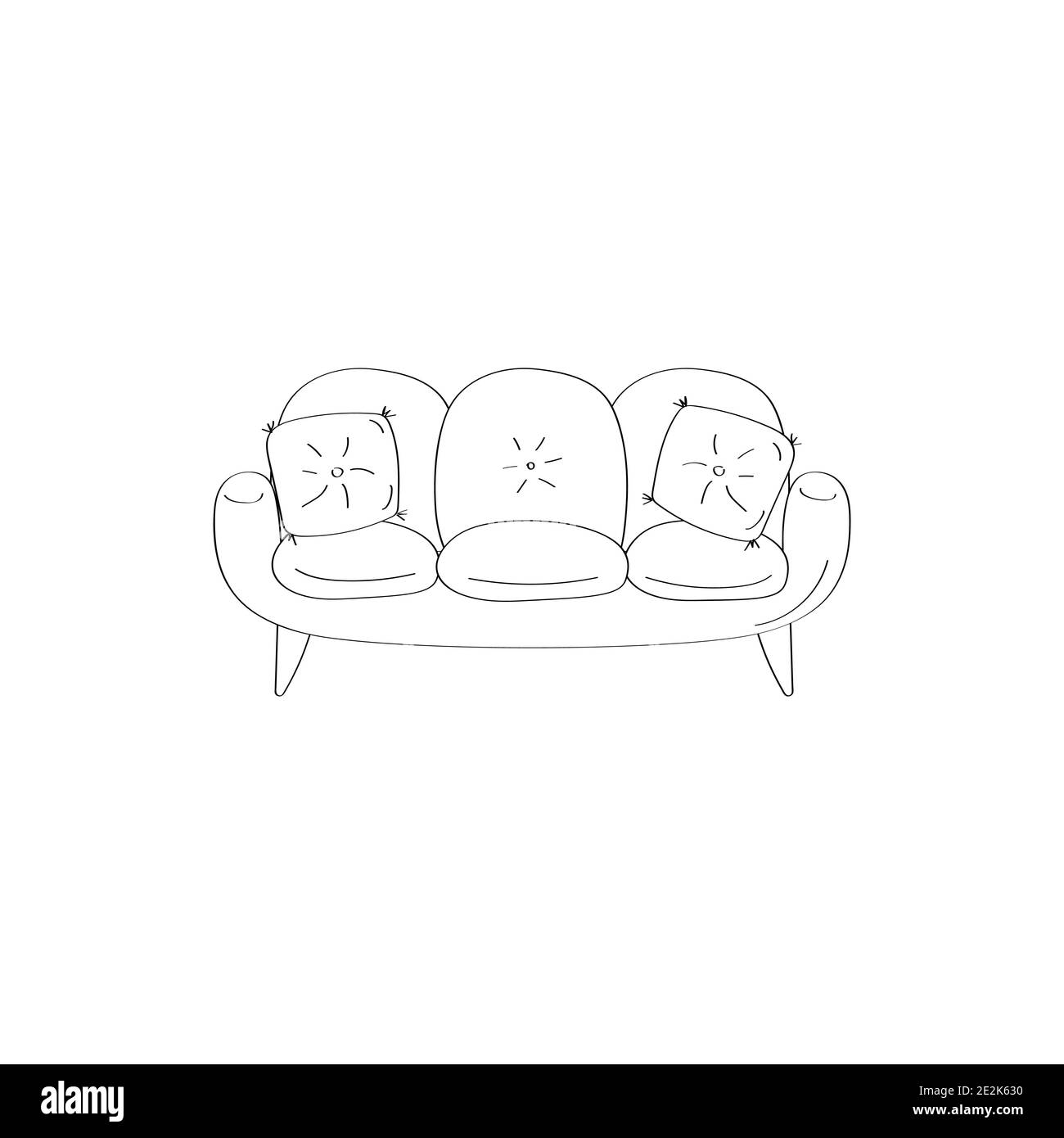 Couch doodle icon. Cute sofa sign. Vector hand drawn illustration Stock ...