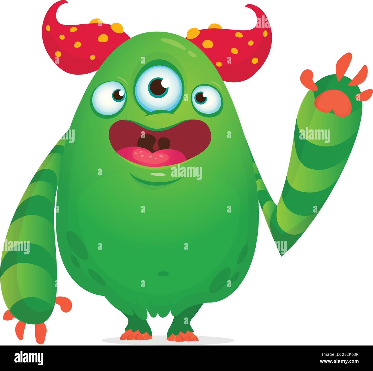 Funny cartoon alien with three eyes. Vector illustration Stock Vector ...