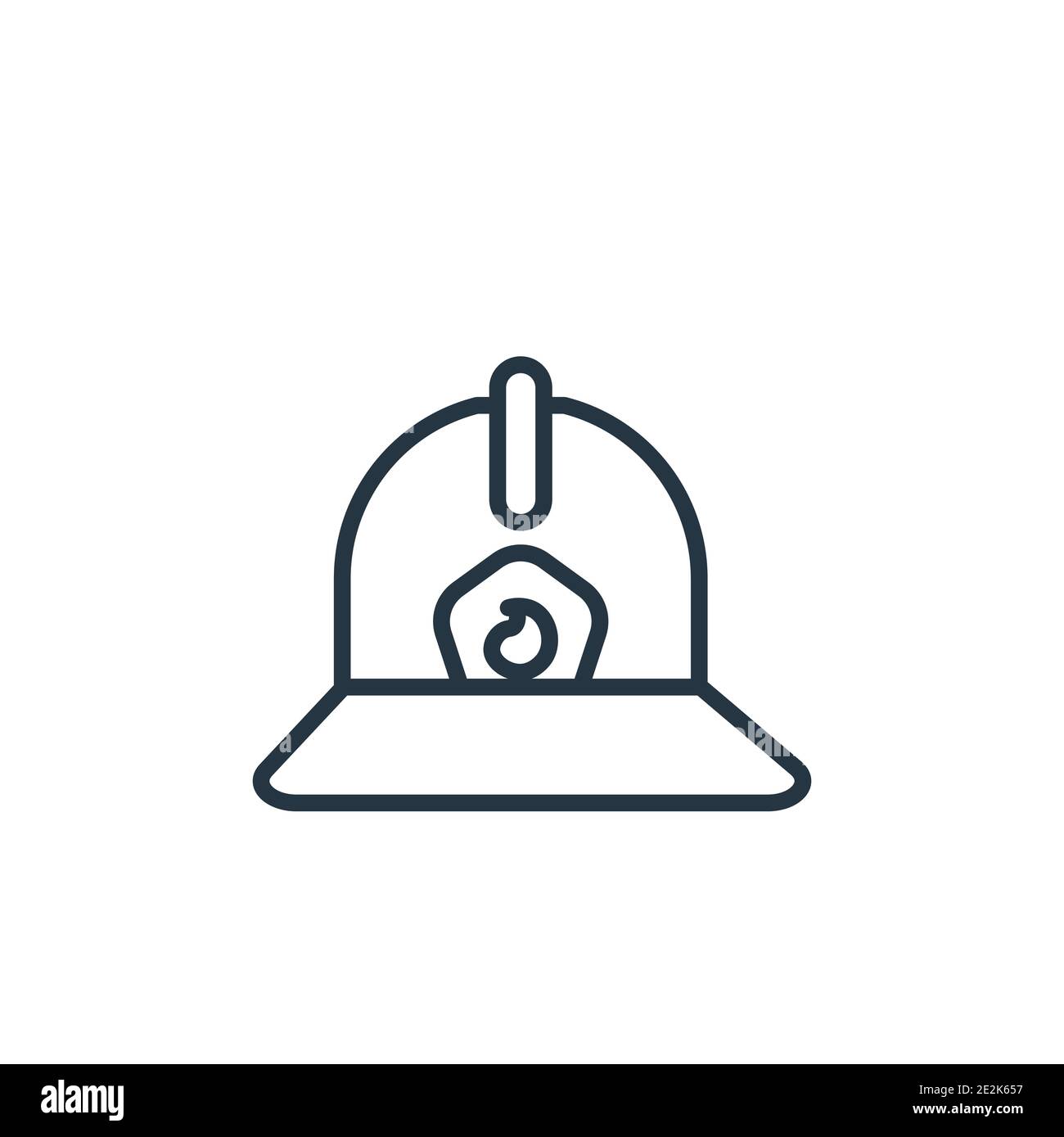 Firefighter hat outline vector icon. Thin line black firefighter hat ...