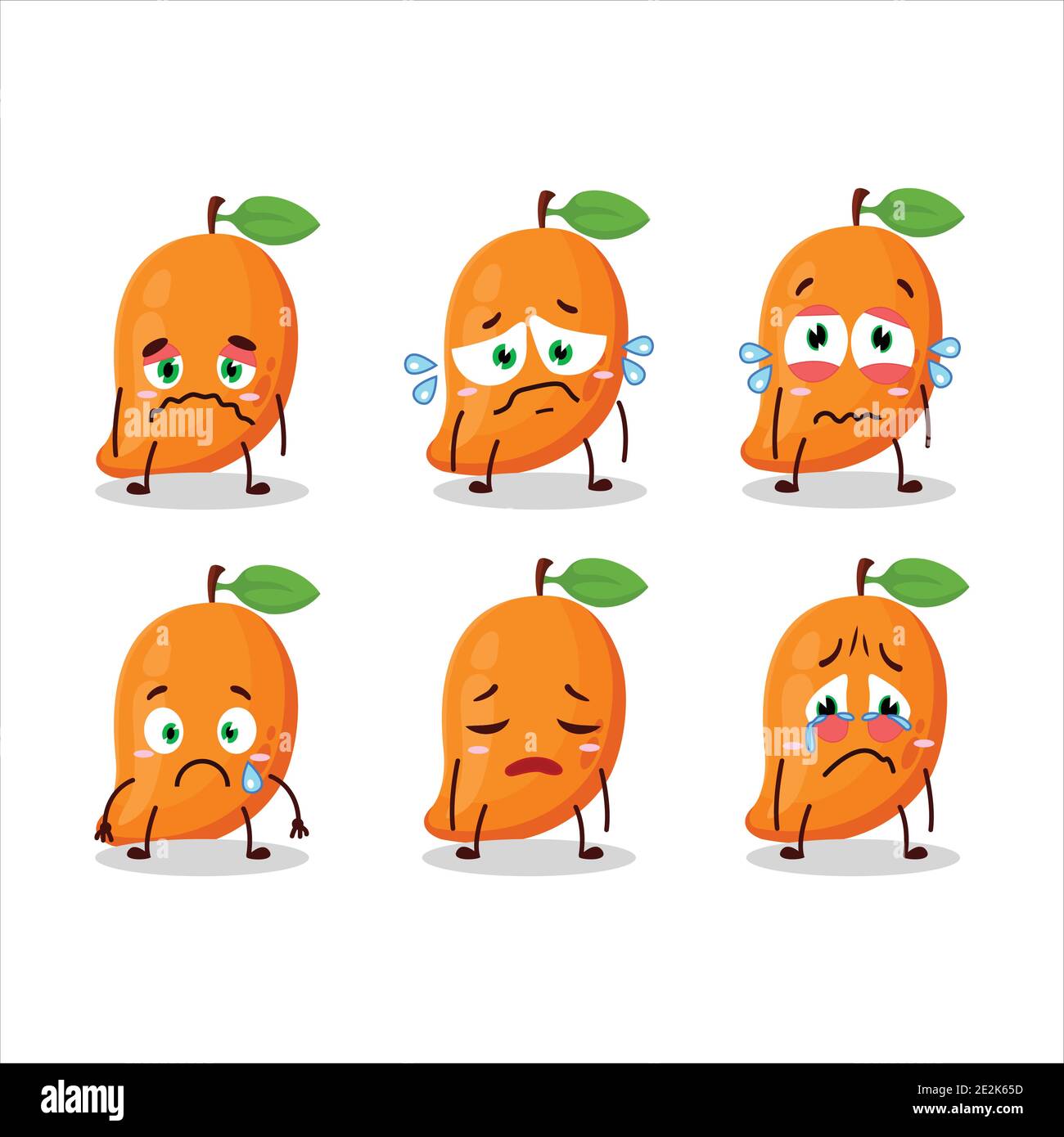 Mango cartoon in character with sad expression. Vector illustration ...