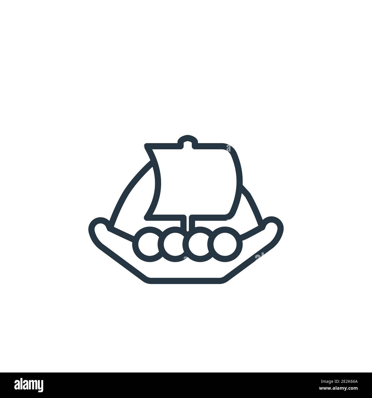Viking ship outline vector icon. Thin line black viking ship icon, flat ...