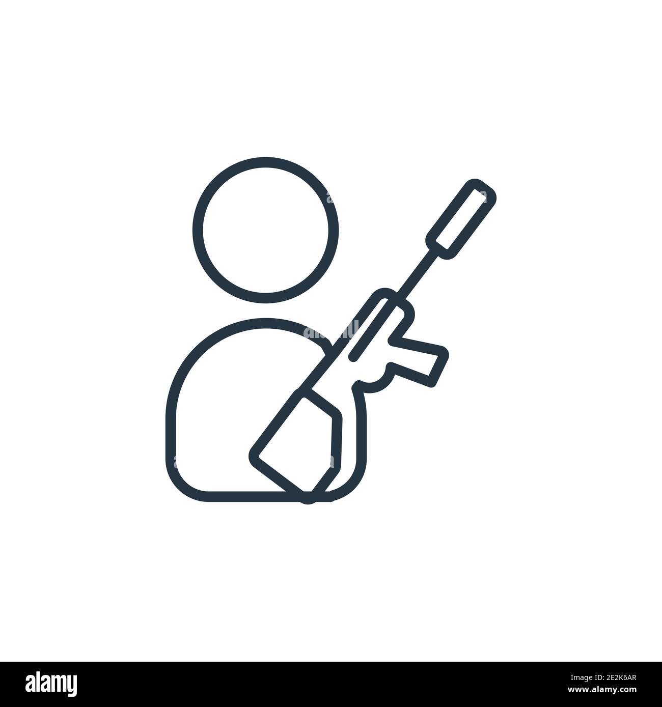 Shooter outline vector icon. Thin line black shooter icon, flat vector ...