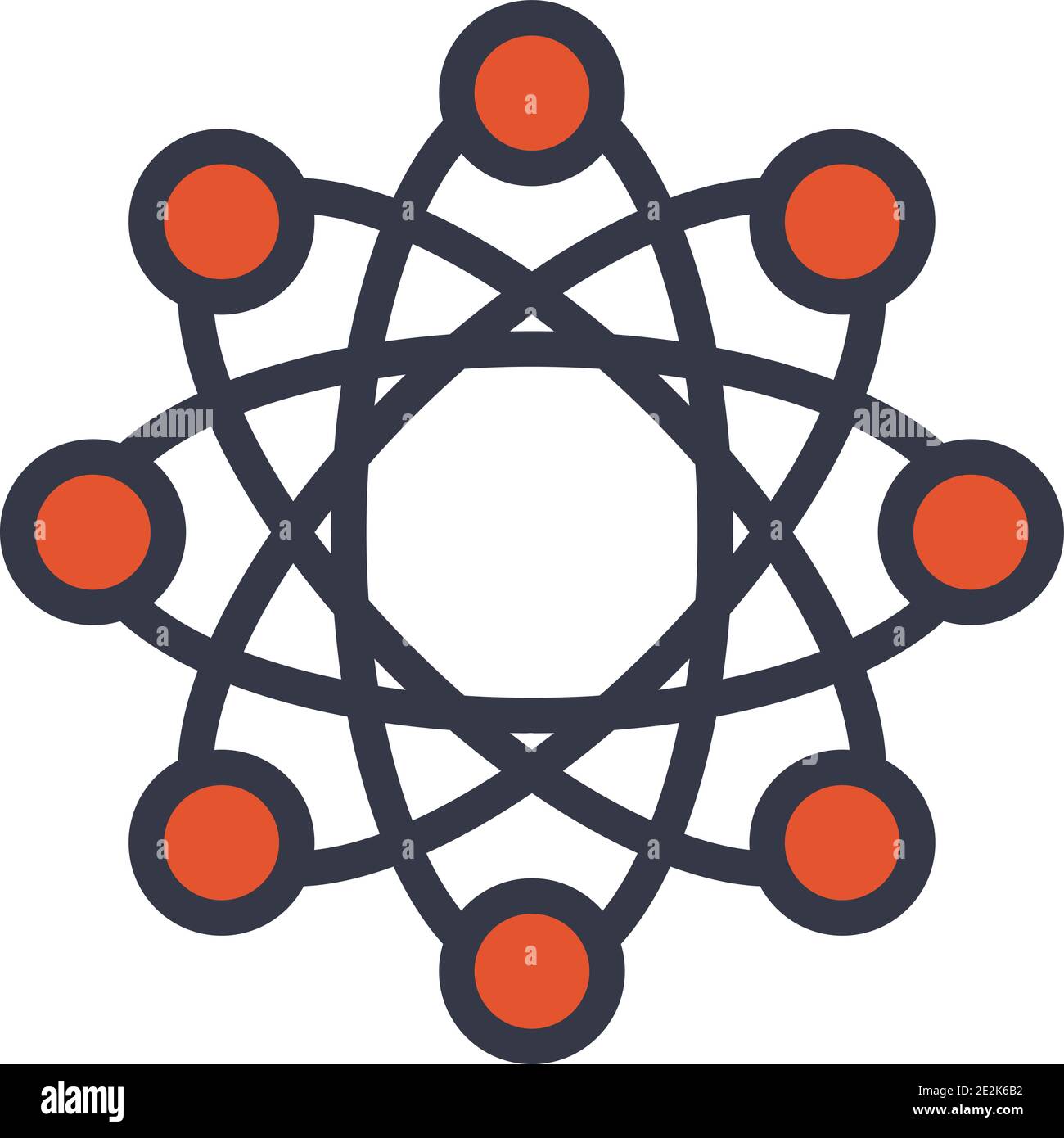 Atom particle orbit structure flat outline vector icon Stock Vector ...