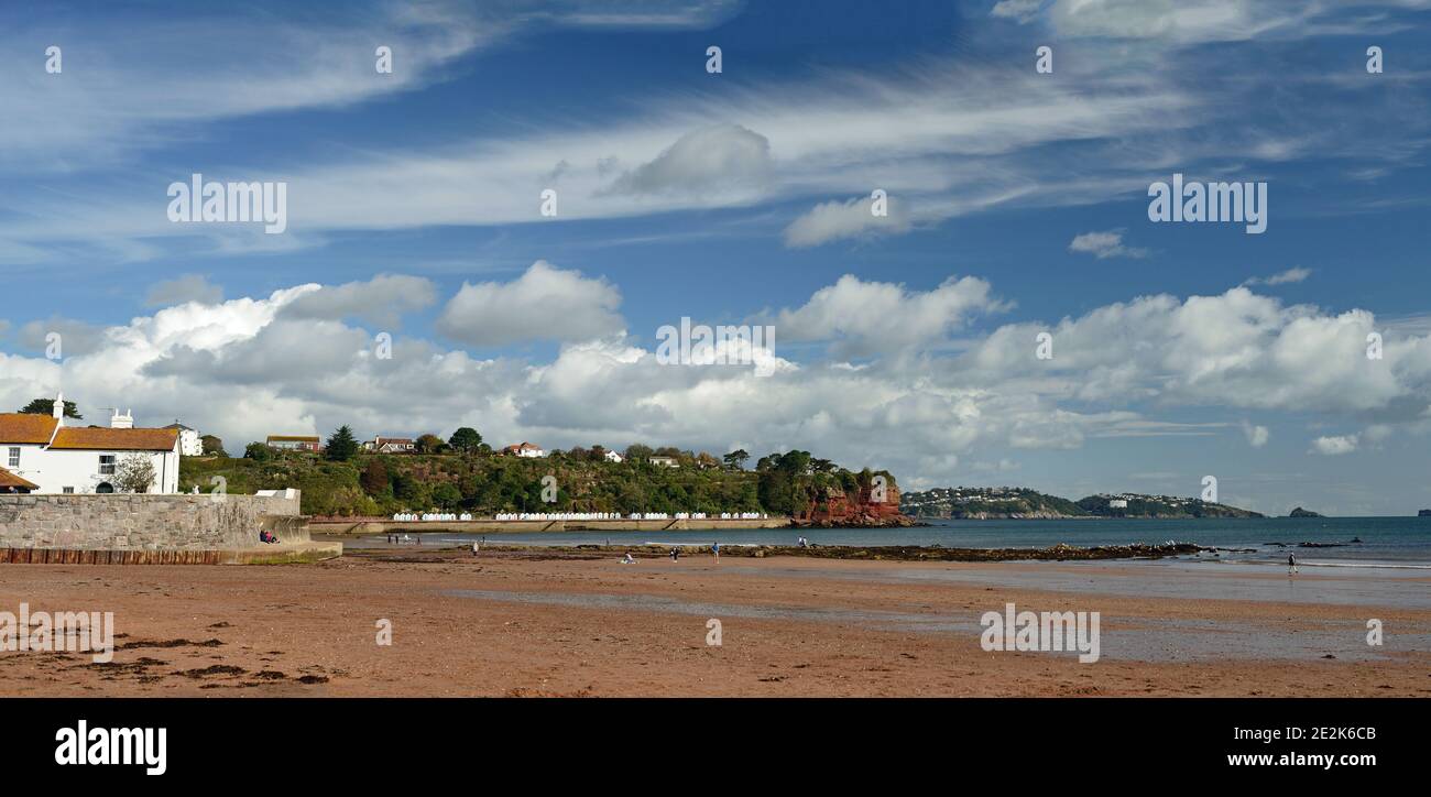 Goodrington beach, South Devon, looking towards Roundham Head and ...