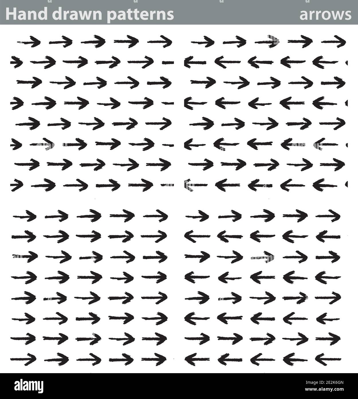 Four different seamless patterns made with hand drawn arrows Stock ...