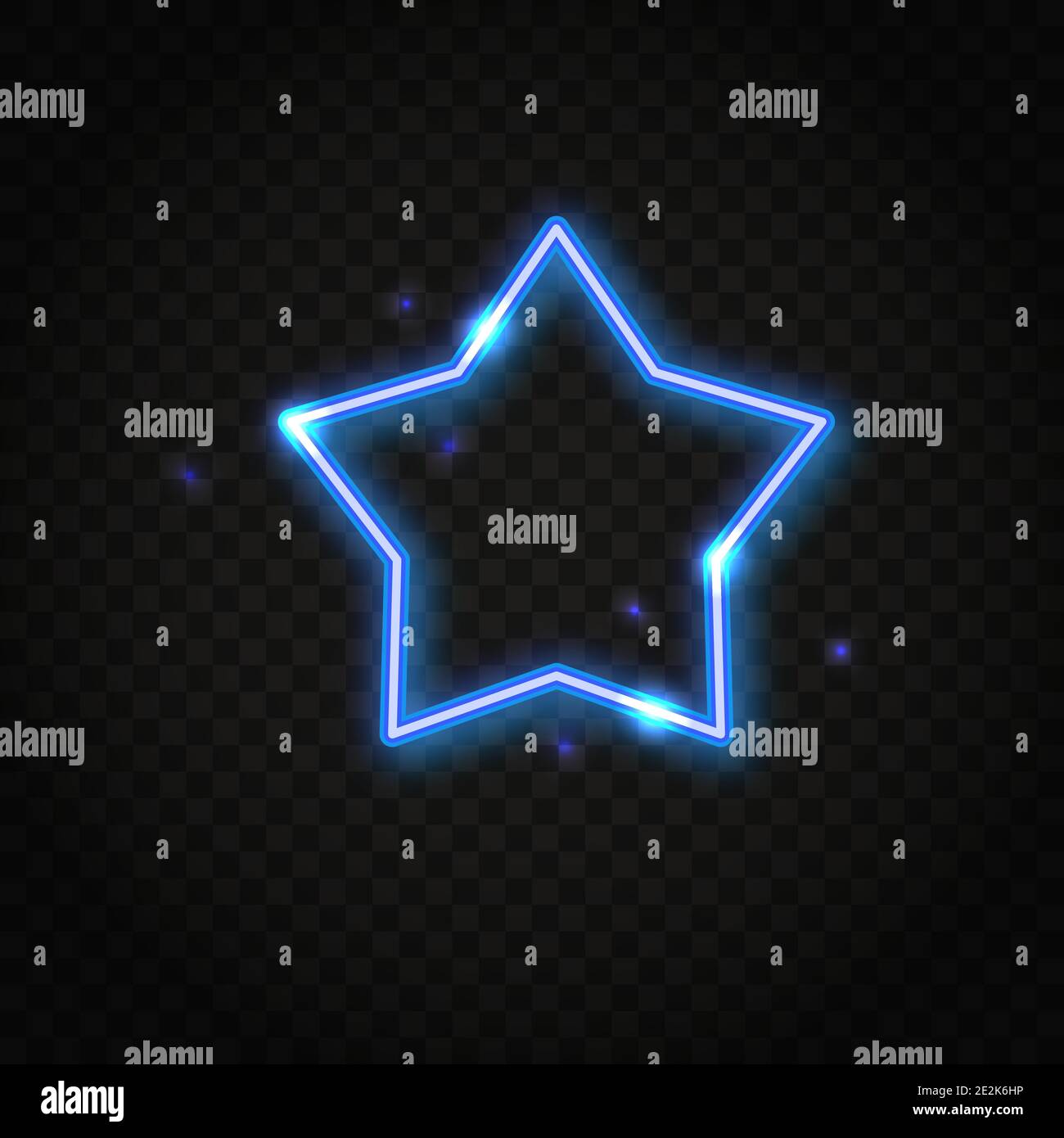 Neon blue star frame with space for text. Abstract electric light ...