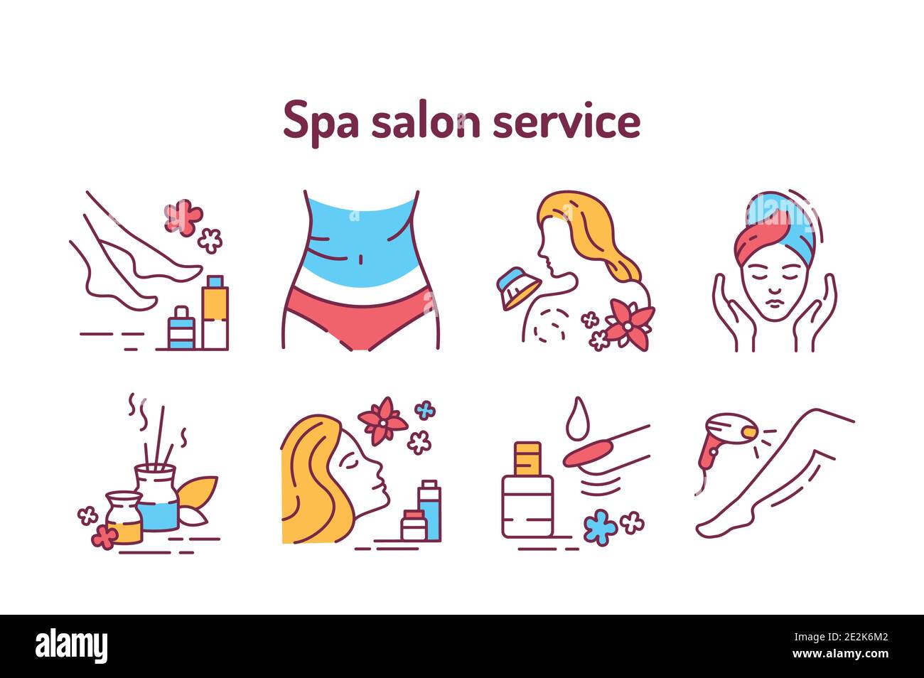 SPA color line icons set. Beauty treatment service. Pictogram for web ...