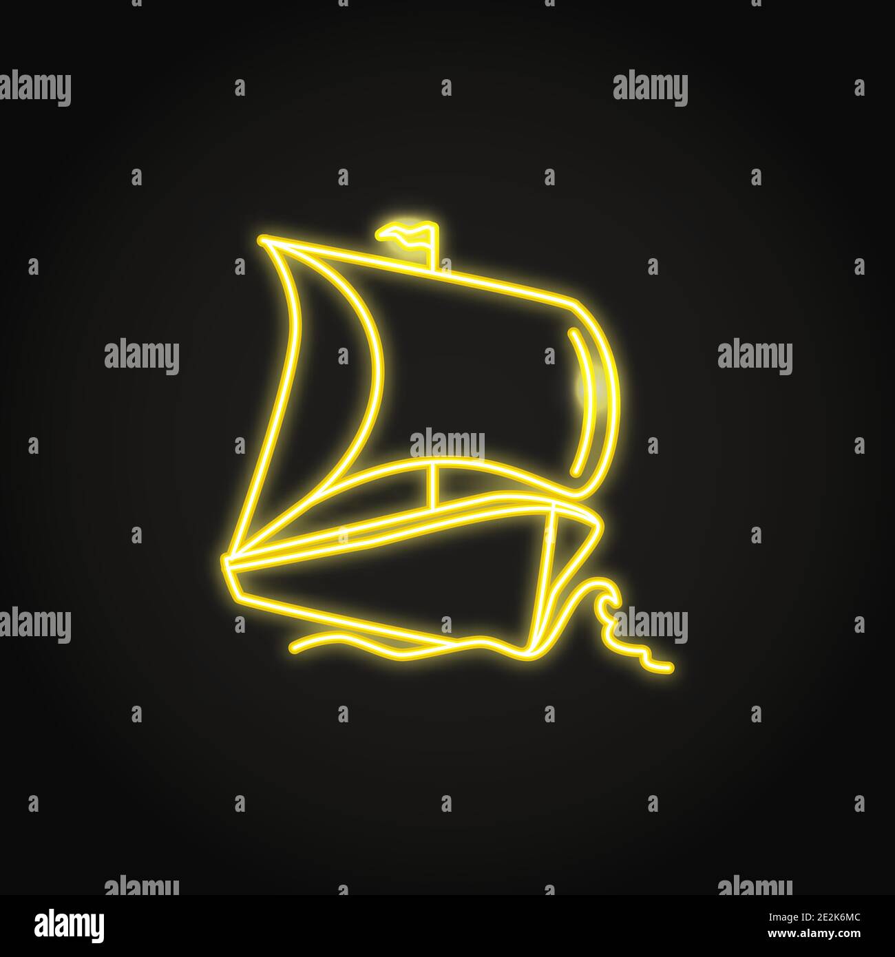 Boat ship icon in glowing neon style. Sea transport illustration ...