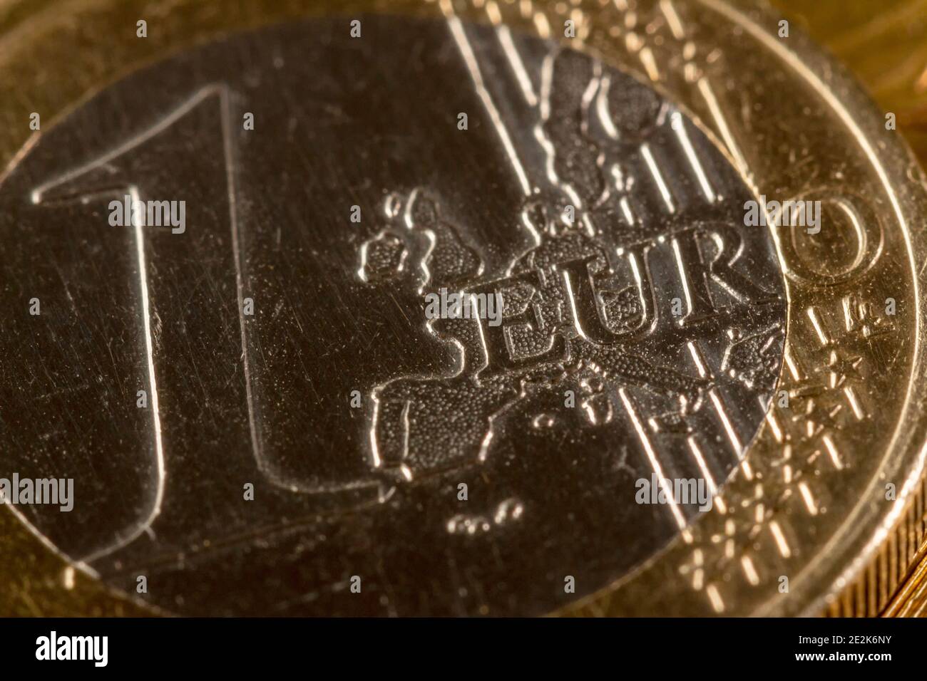 The European money. Coin with a face value of 1 euro. The currency of ...