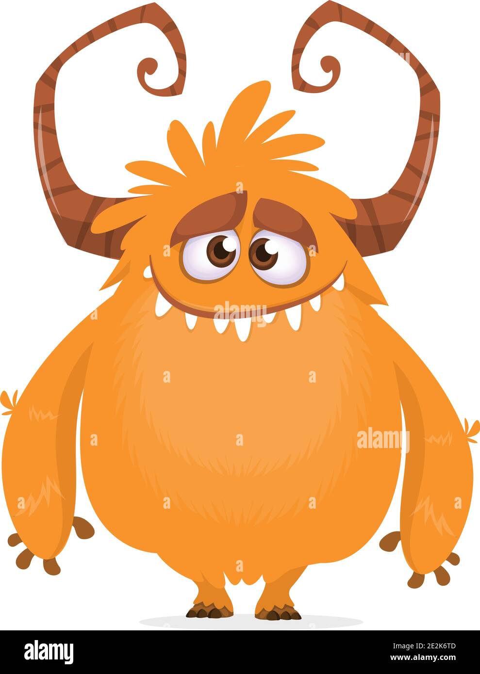 Funny cartoon monster with big horns. Vector illustration Stock Vector ...