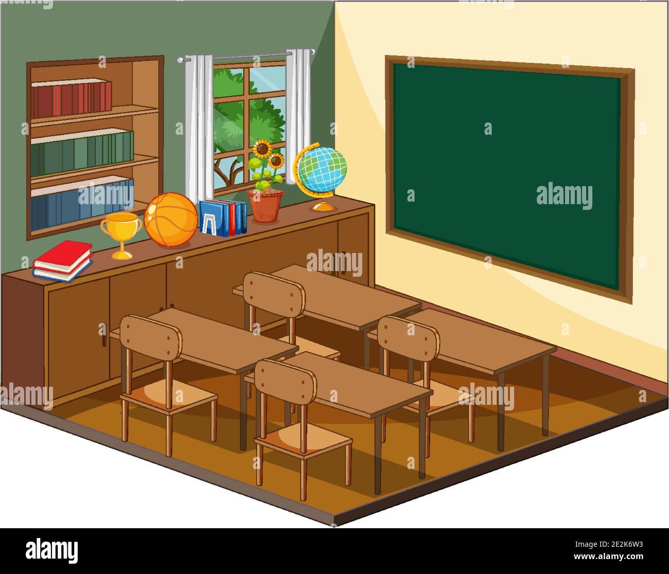 Empty classroom interior with classroom elements illustration Stock ...
