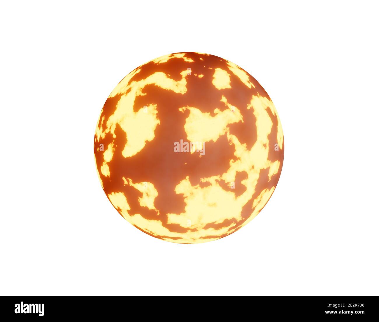 hot alien planet with volcanic activity, isolated on white, 3d render ...