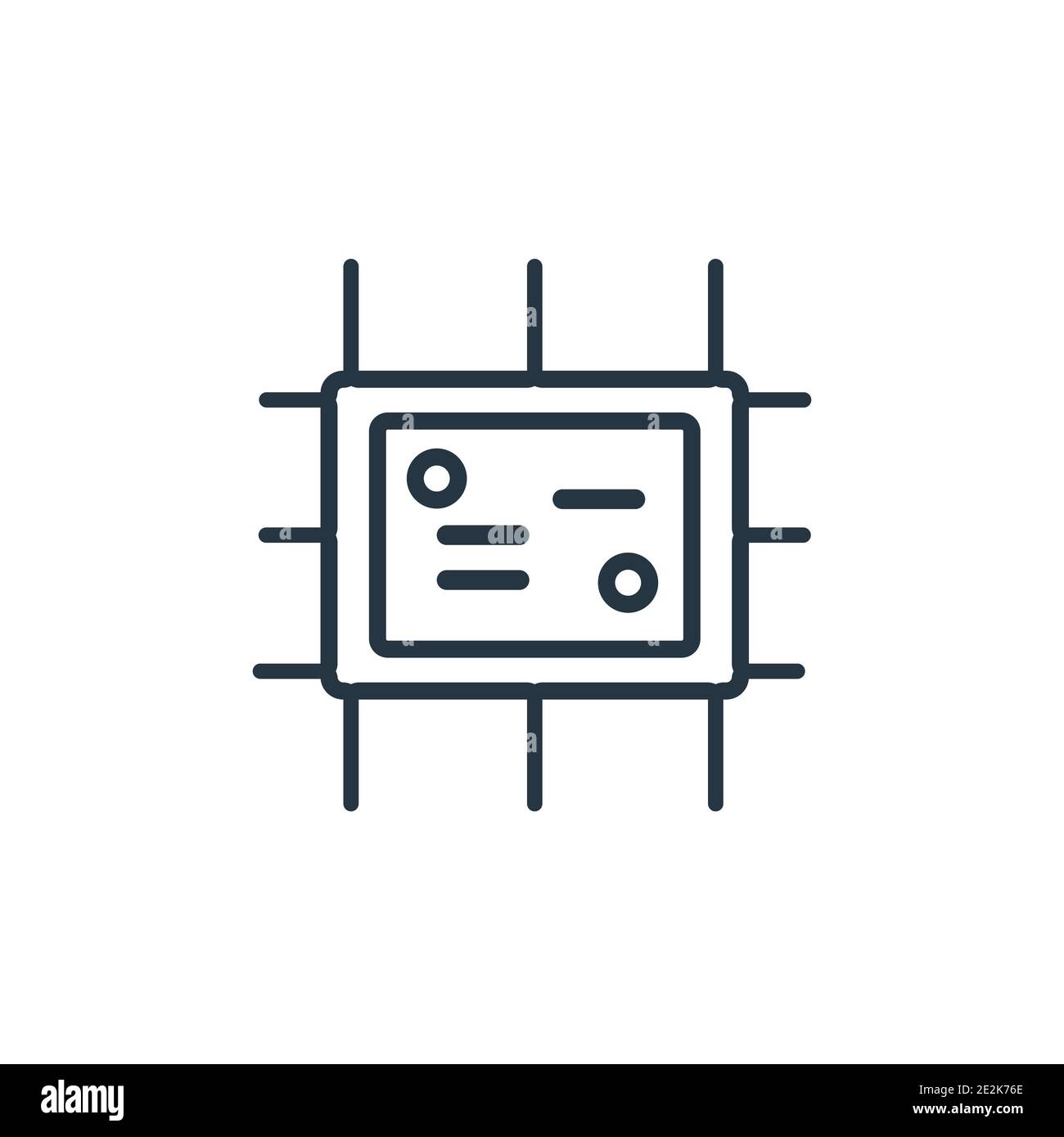 Big processor outline vector icon. Thin line black big processor icon, flat vector simple ...