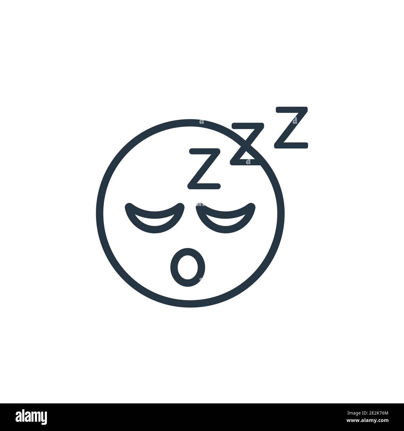 Sleep emoji outline vector icon. Thin line black sleep emoji icon, flat ...
