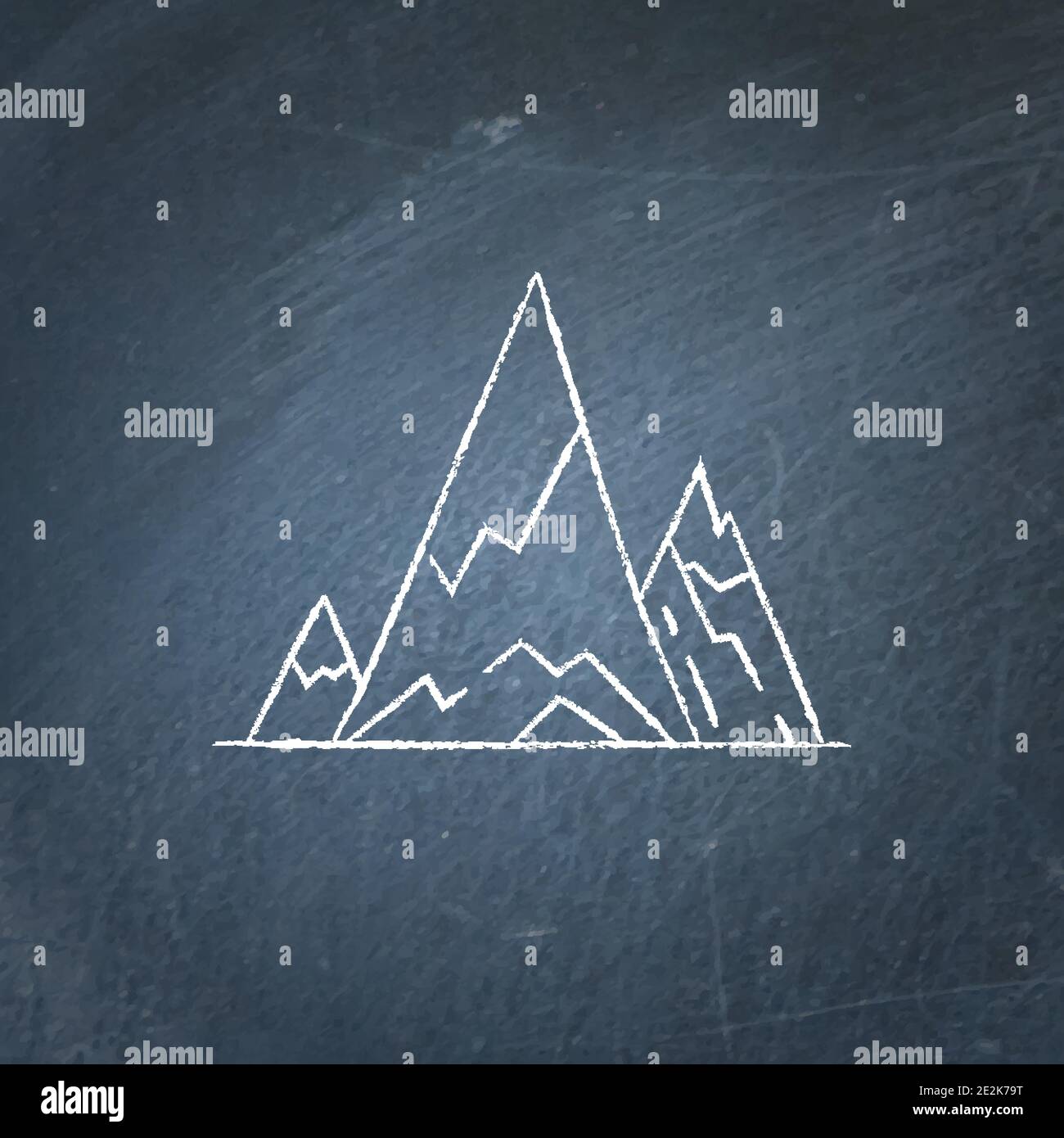 Mountain peaks icon on chalkboard. Sharp rocks symbol - chalk drawing ...