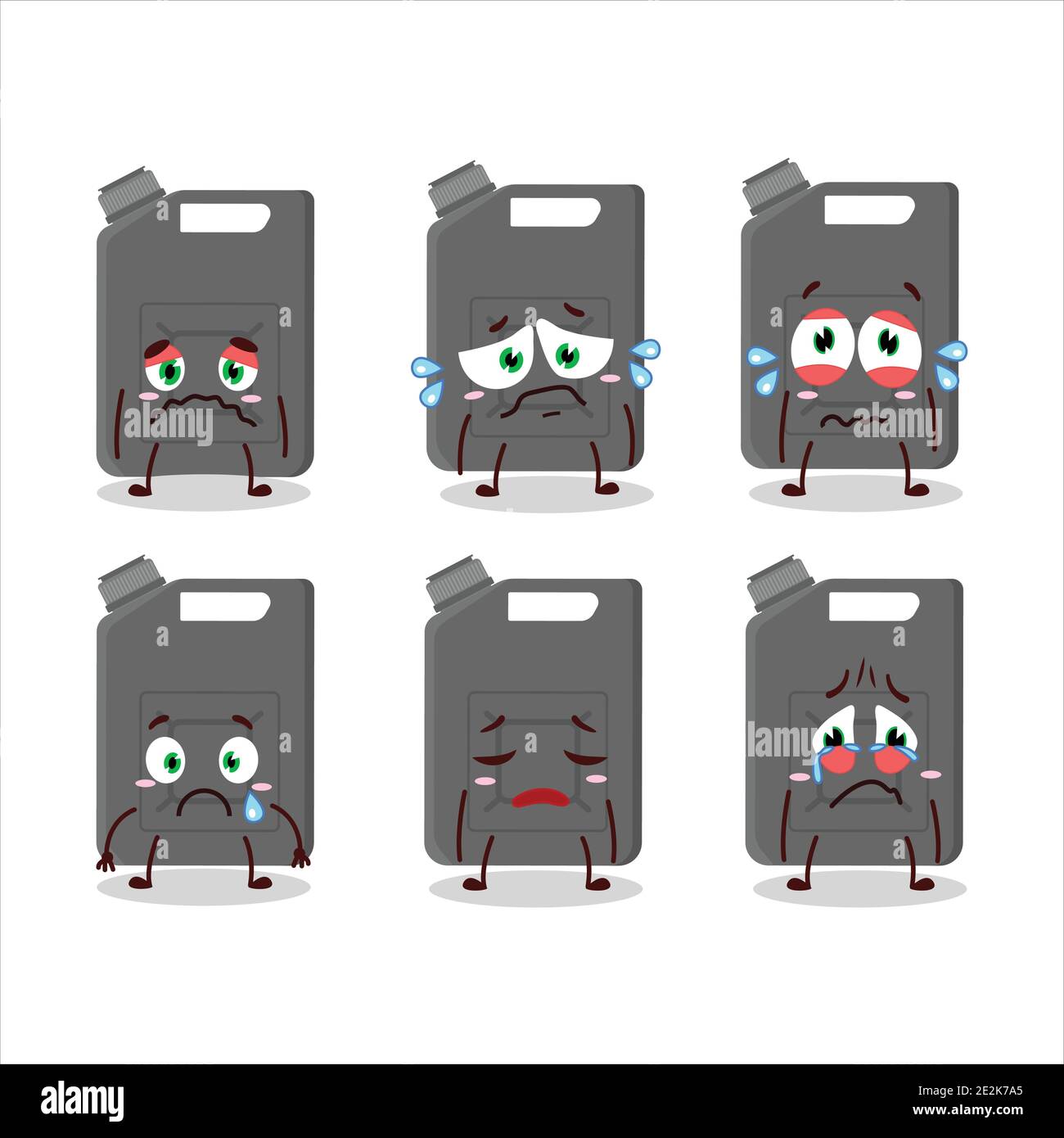 Black gasoline tank cartoon character with sad expression. Vector ...