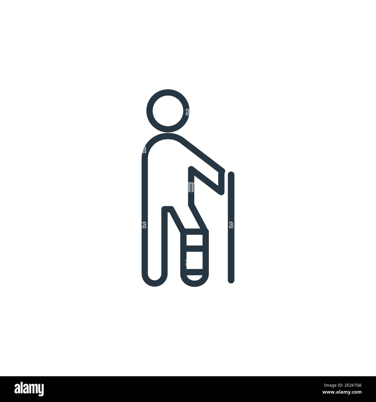 Broken leg outline vector icon. Thin line black broken leg icon, flat ...