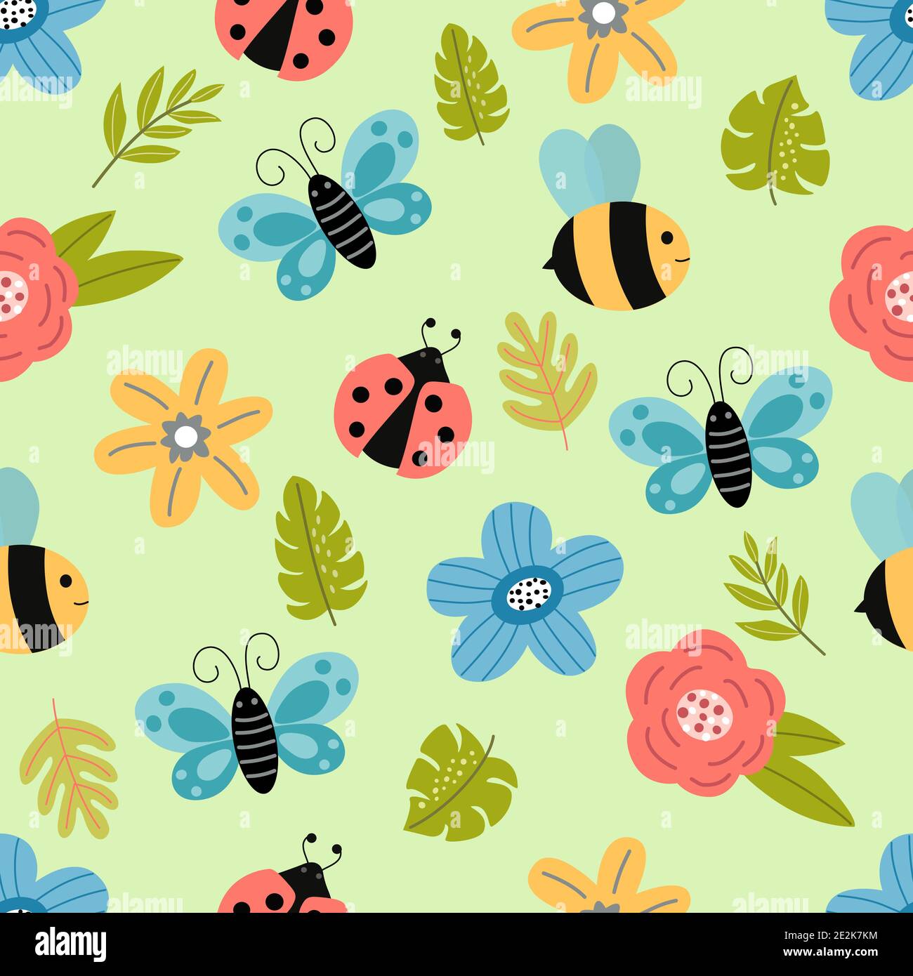 Ladybug And Flowers Background