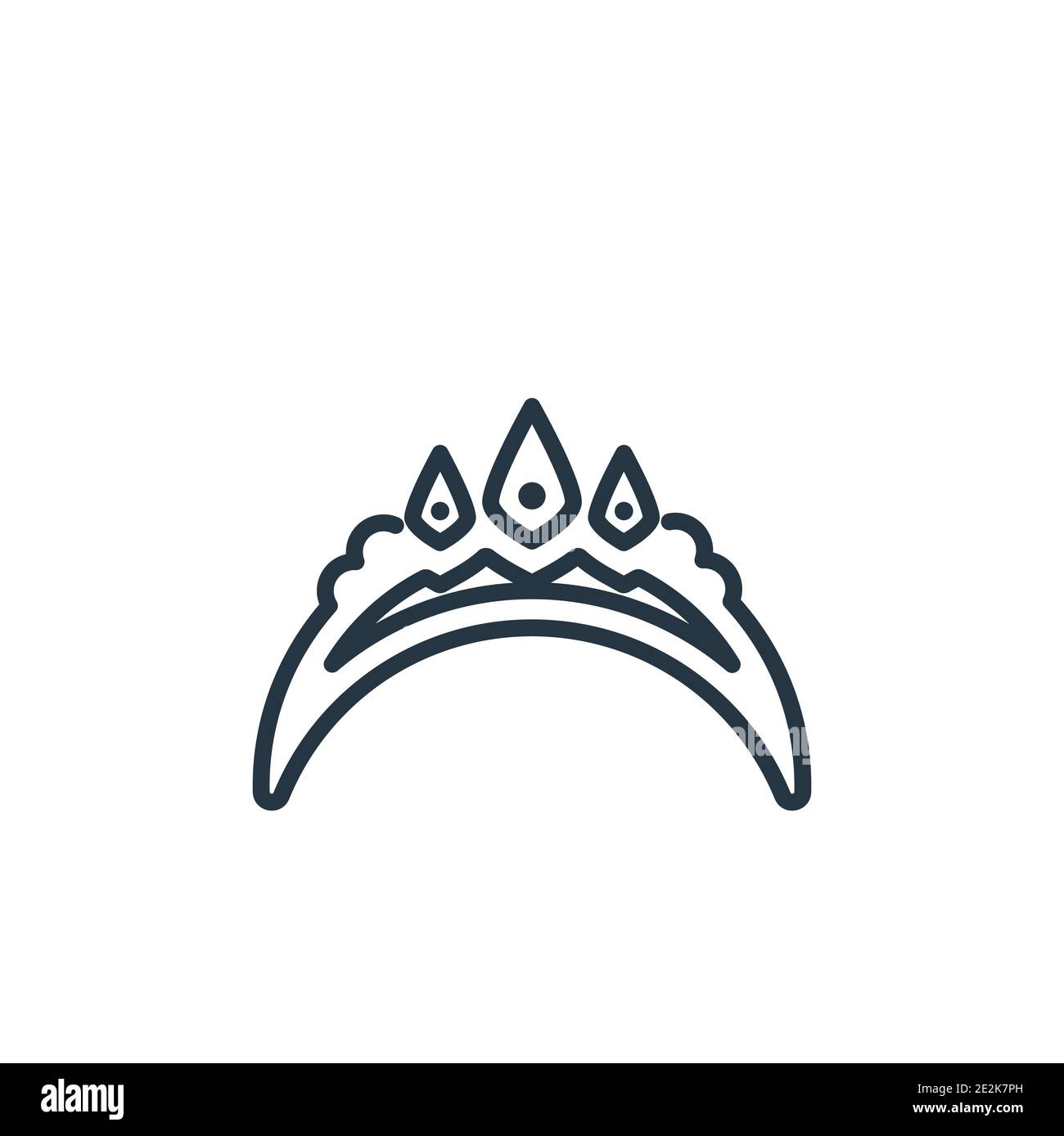 Diadem outline vector icon. Thin line black diadem icon, flat vector ...