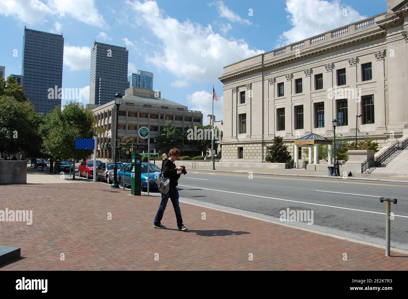 Philadelphia United States of America flag offices office skyline cars ...