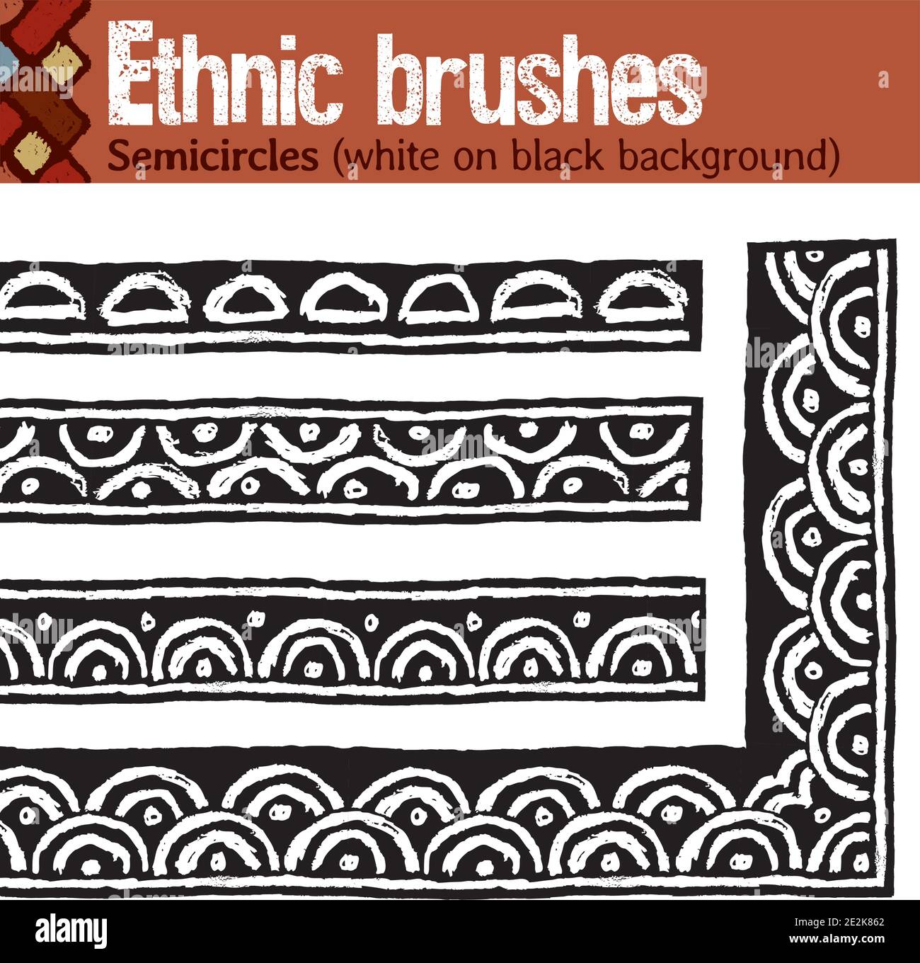 4 pattern brushes for Illustrator in tribal style, made from hand-drawn ...